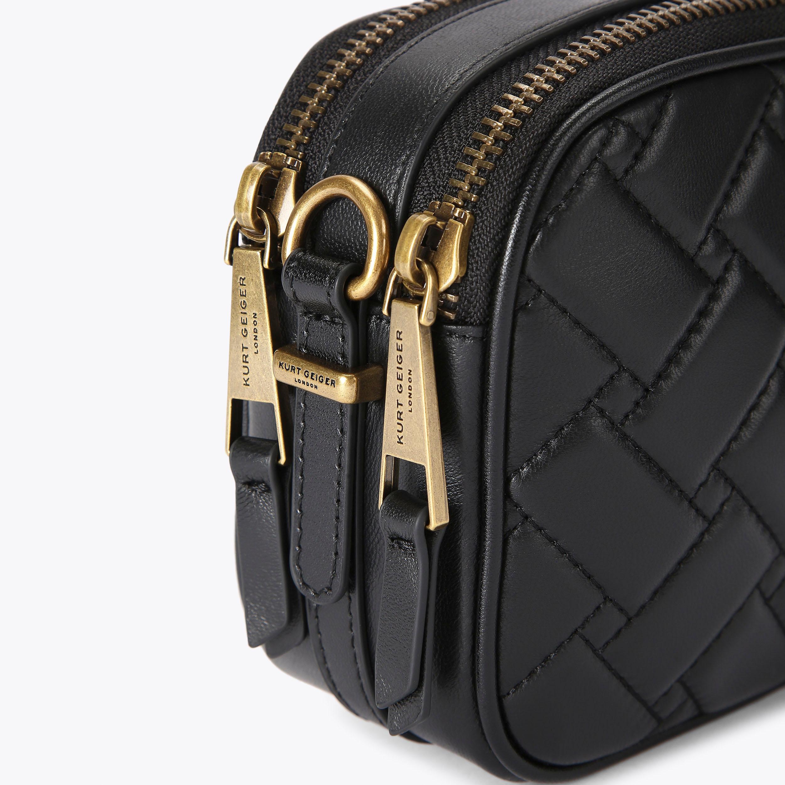 2ZIP KENSINGTON CAMERA Black Quilted Camera Purse by KURT GEIGER LONDON