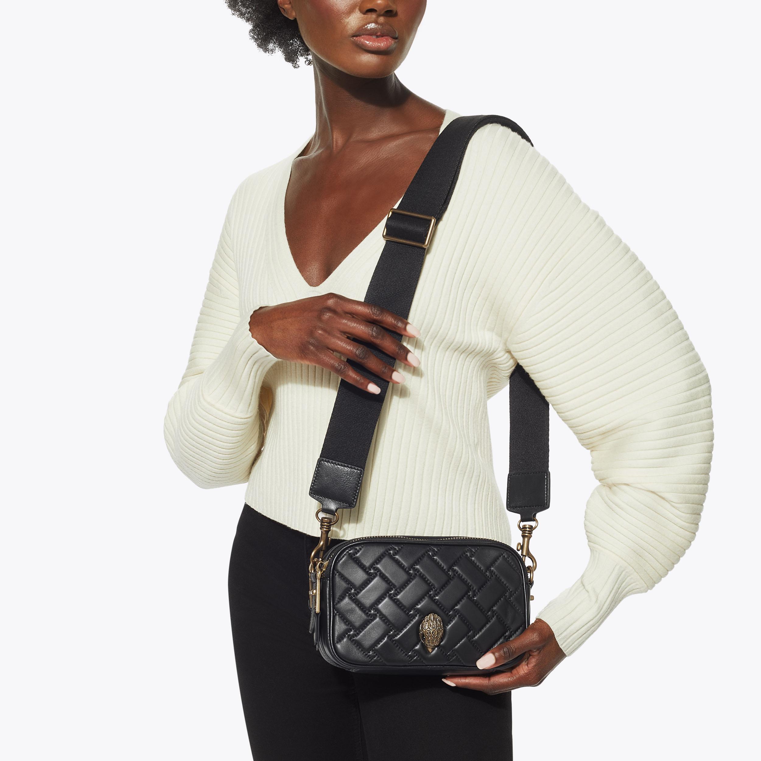 2ZIP KENSINGTON CAMERA Black Quilted Camera Purse by KURT GEIGER LONDON