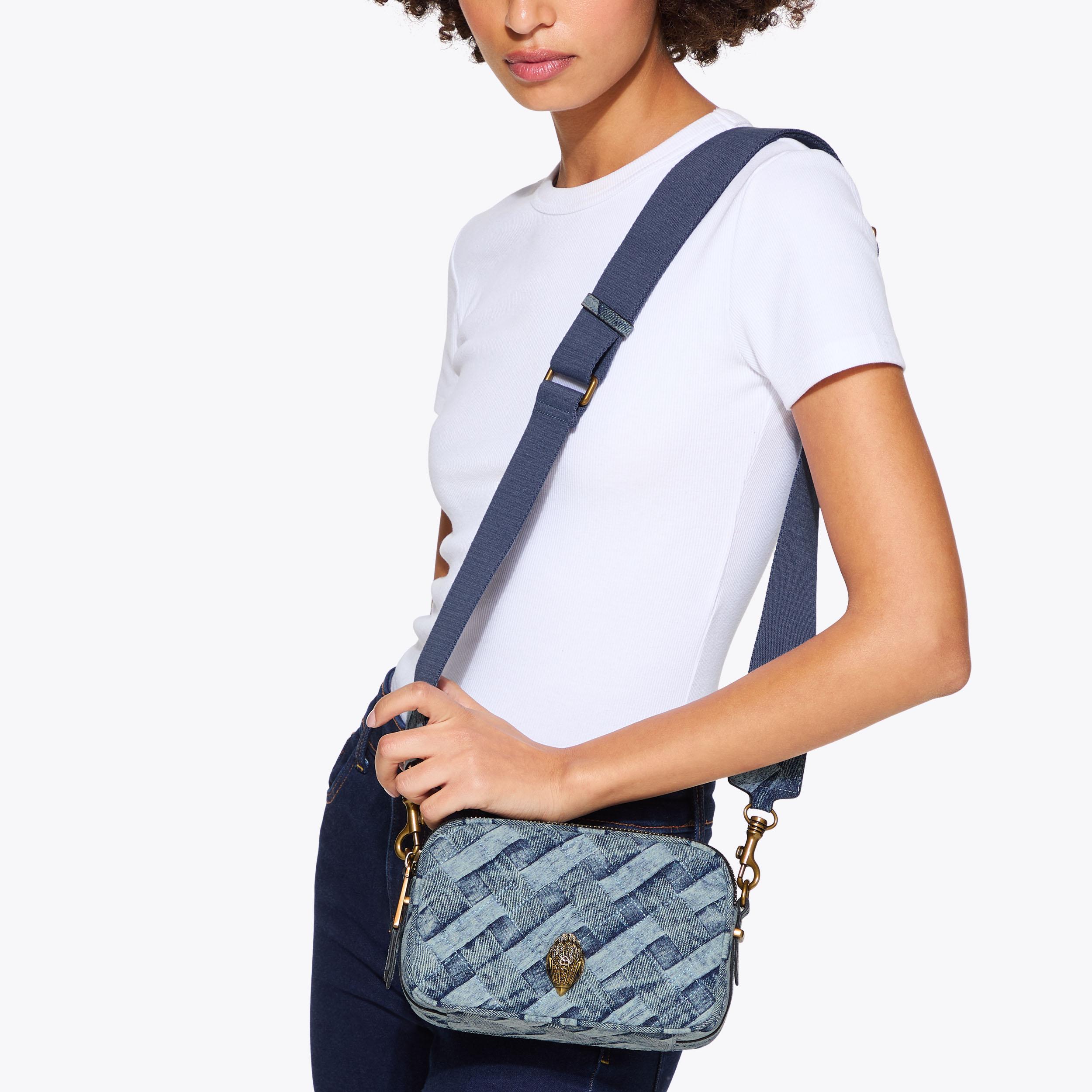 2ZIP KENSINGTON CAMERA Denim Weave Camera Purse by KURT GEIGER LONDON