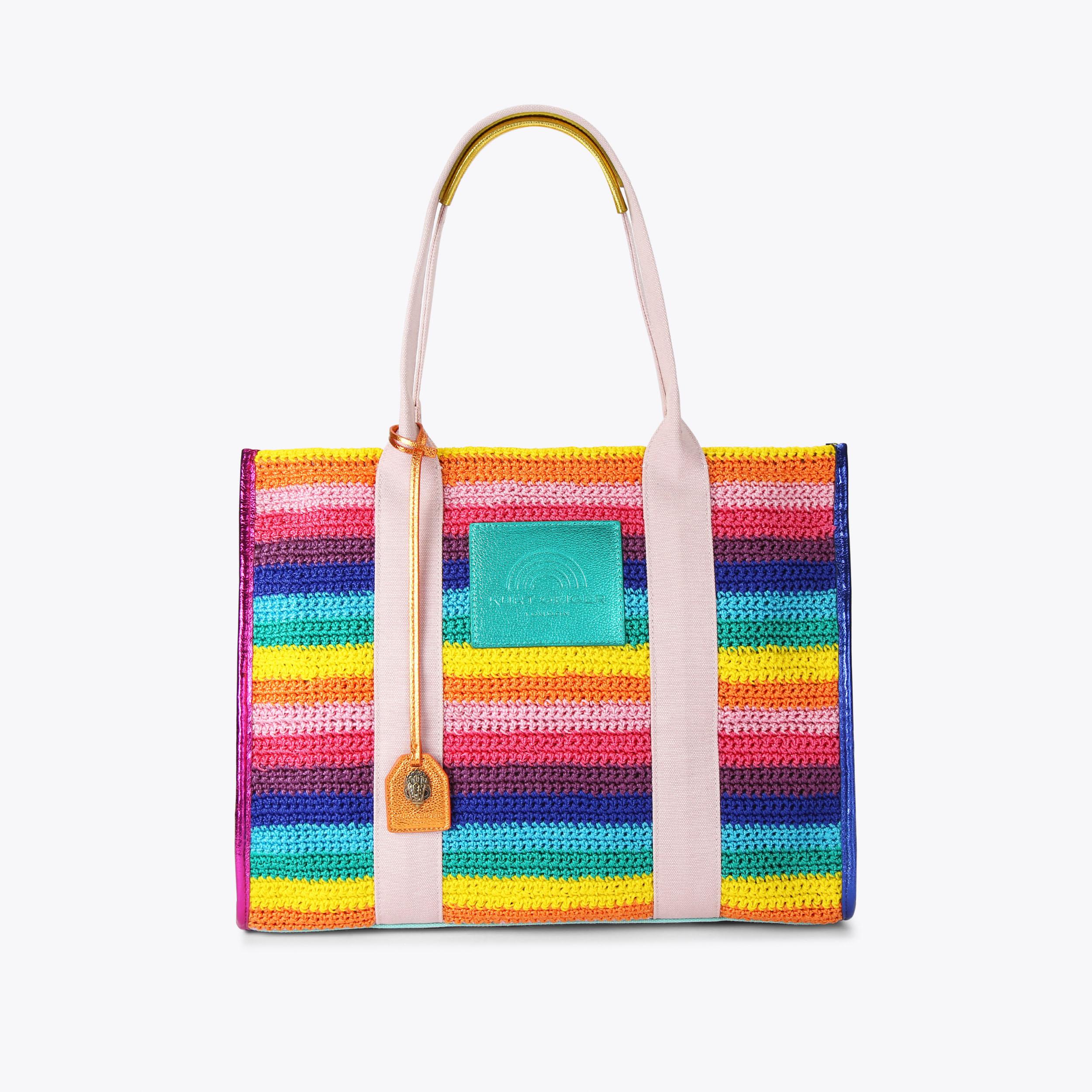 CROCHET LG SOUTHBANK TOTE Crochet Striped Tote by KURT GEIGER LONDON