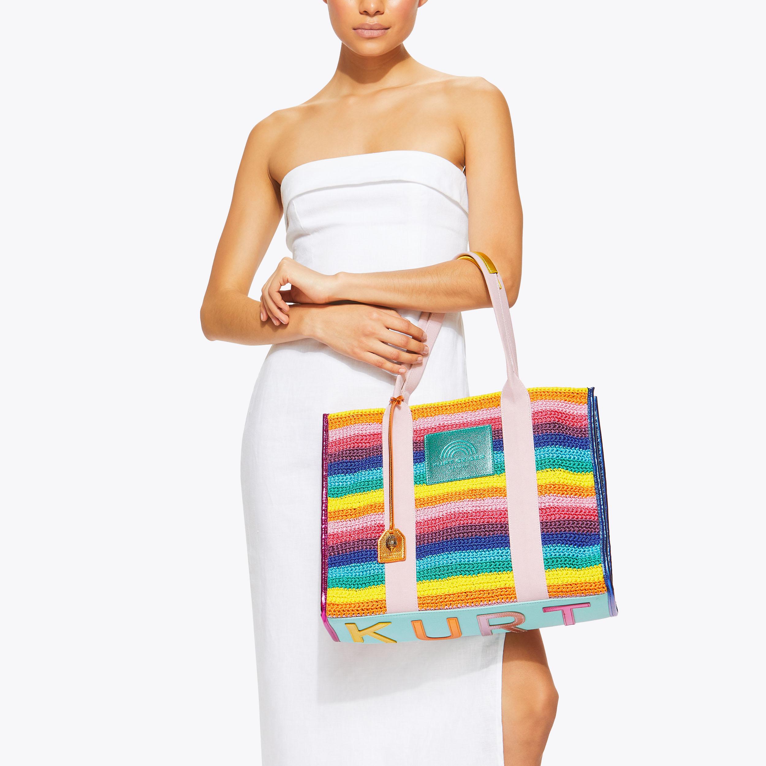 CROCHET LG SOUTHBANK TOTE Crochet Striped Tote by KURT GEIGER LONDON