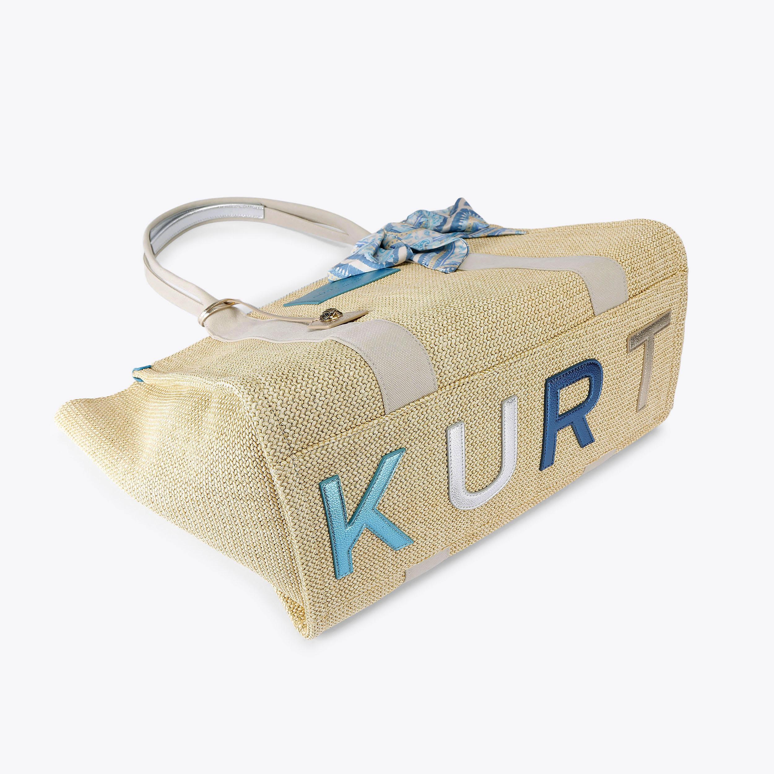 SOUTHBANK LG SHOPPER Beige Woven Scarf Shopper Bag by KURT GEIGER LONDON