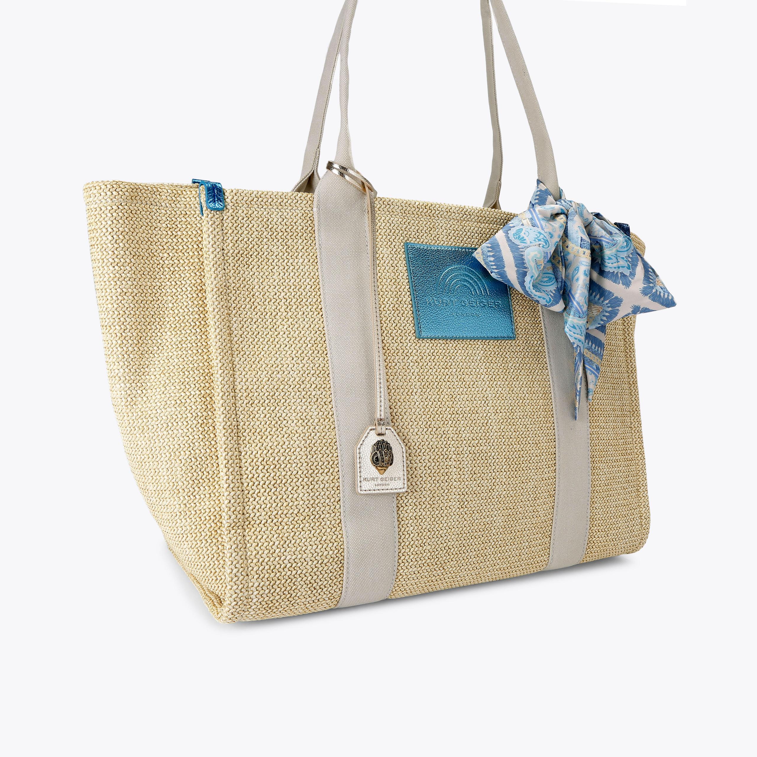 SOUTHBANK LG SHOPPER Beige Woven Scarf Shopper Bag by KURT GEIGER LONDON