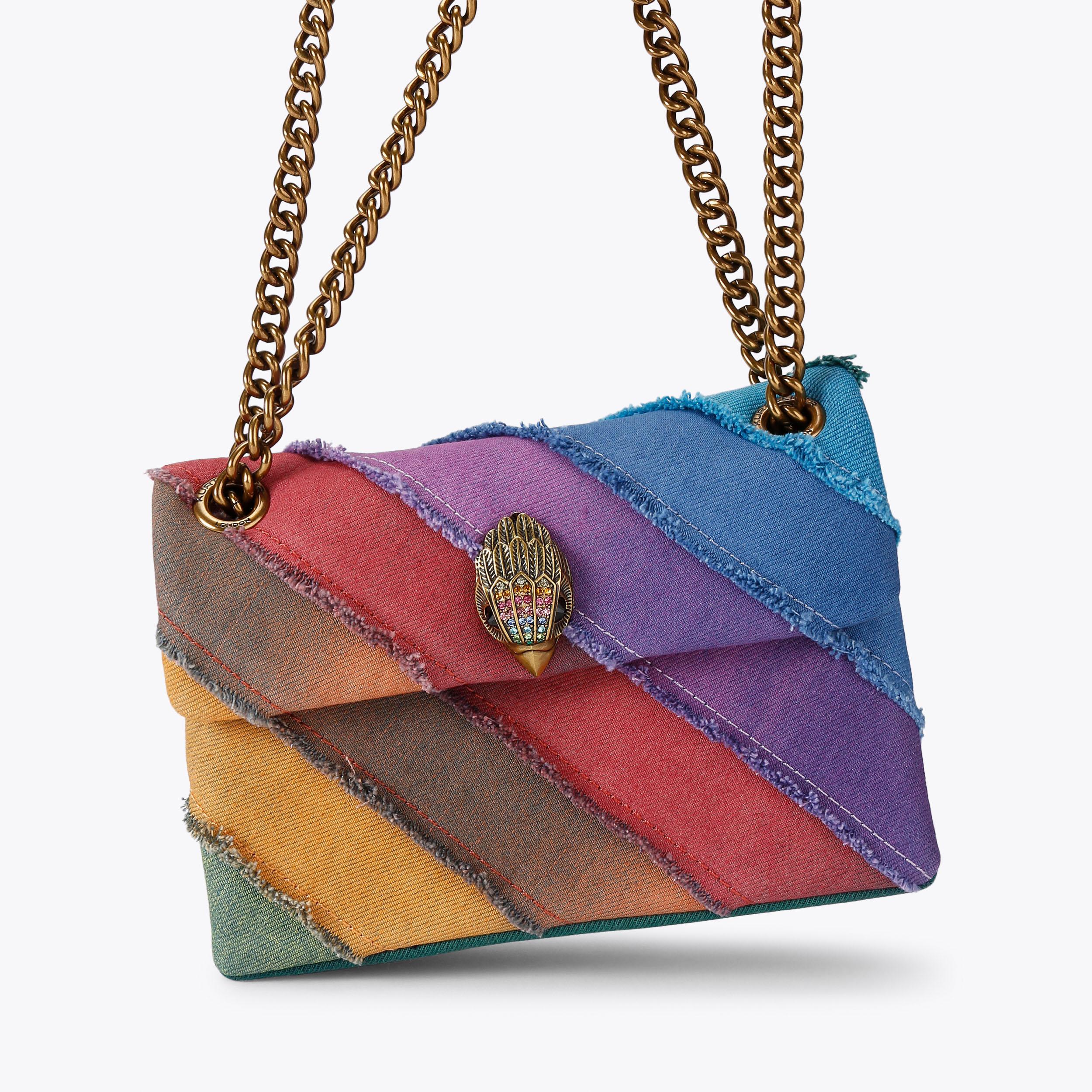 DENIM MINI KENSINGTON L Rainbow Denim Cross Body Bag by KURT GEIGER LONDON