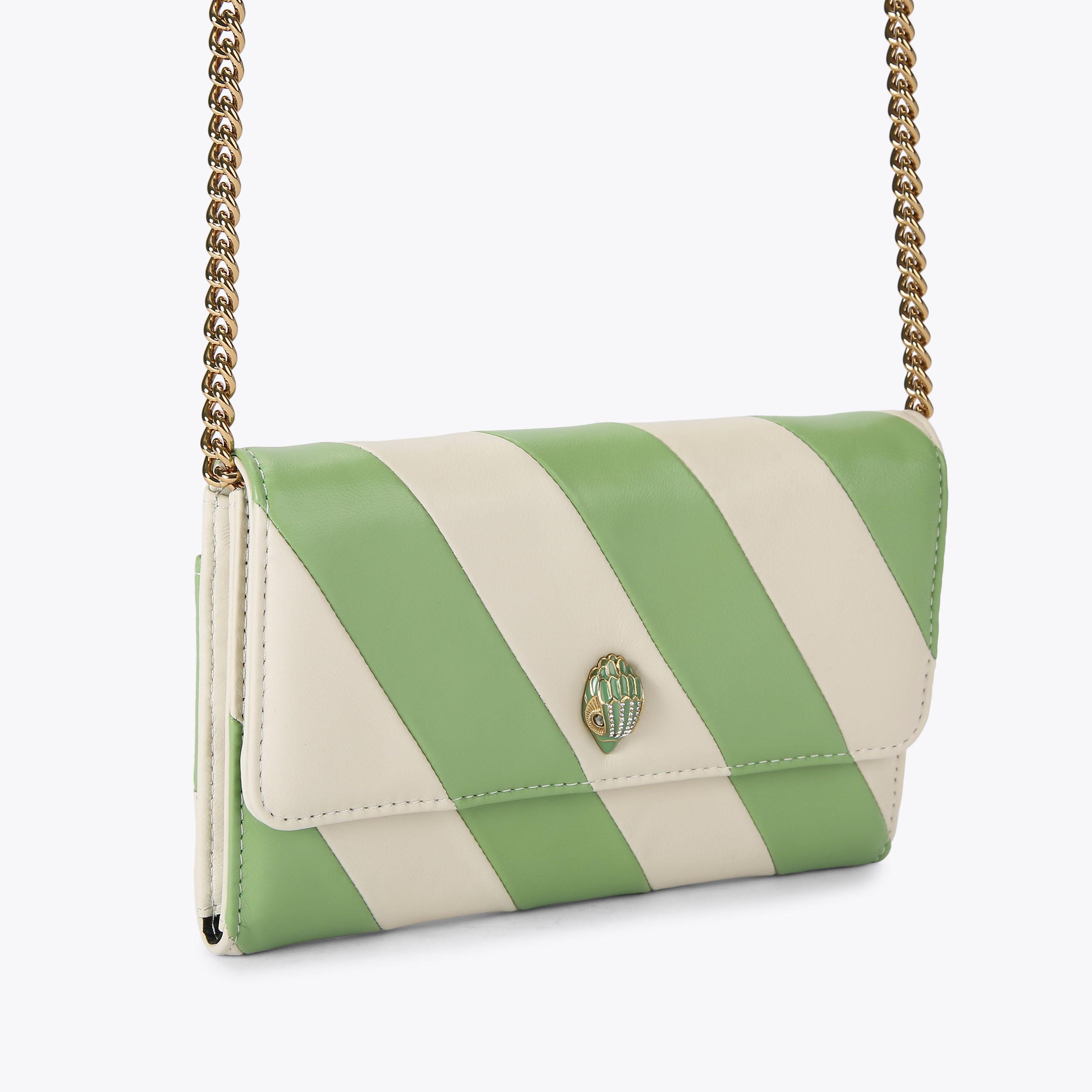 KENSINGTON CHAIN WALLET L Green Striped Cross Body Purse by KURT GEIGER ...
