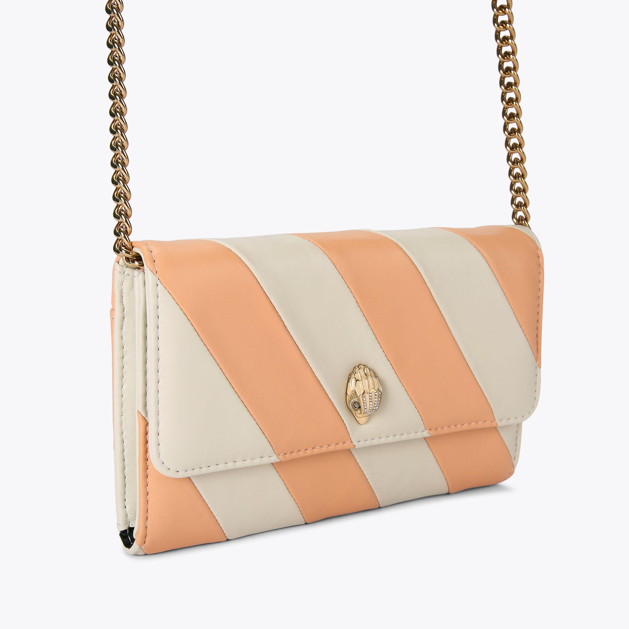 KENSINGTON CHAIN WALLET L Pale Pink Striped Wallet On Chain by KURT ...