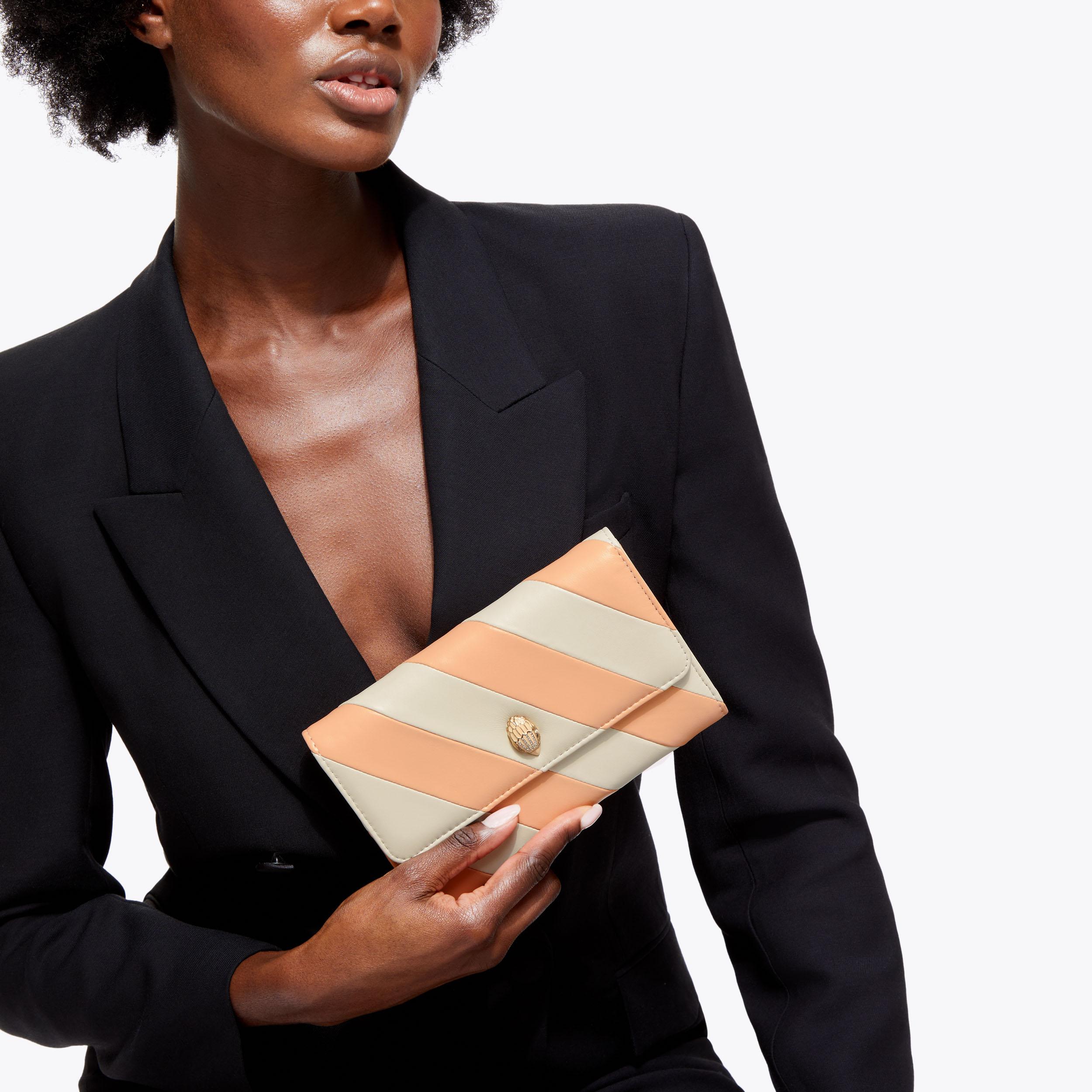 KENSINGTON CHAIN WALLET L Pale Pink Striped Wallet On Chain by KURT ...