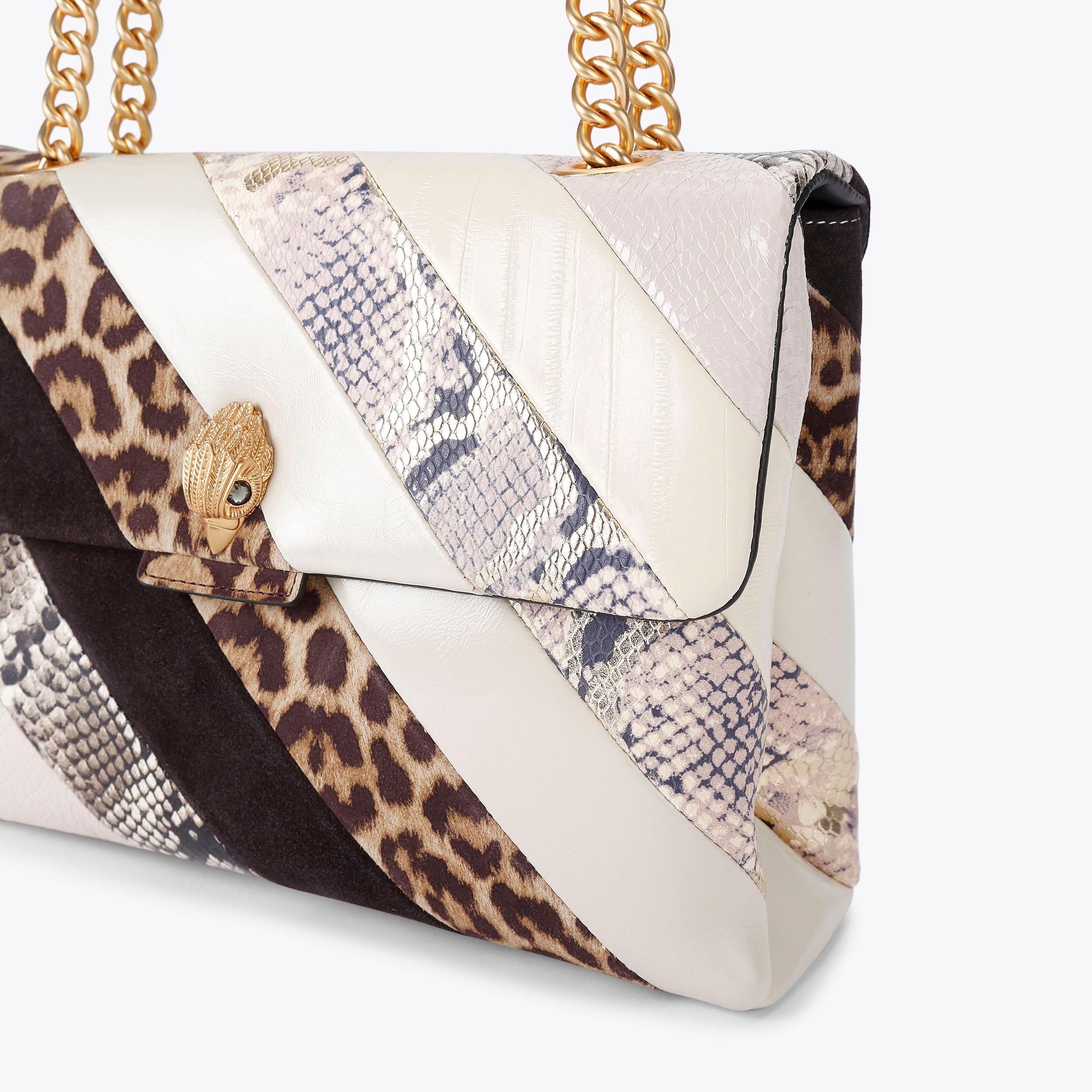 LEATHER LG KENSINGTON L Stripe Snake Shoulder Purse by KURT GEIGER LONDON