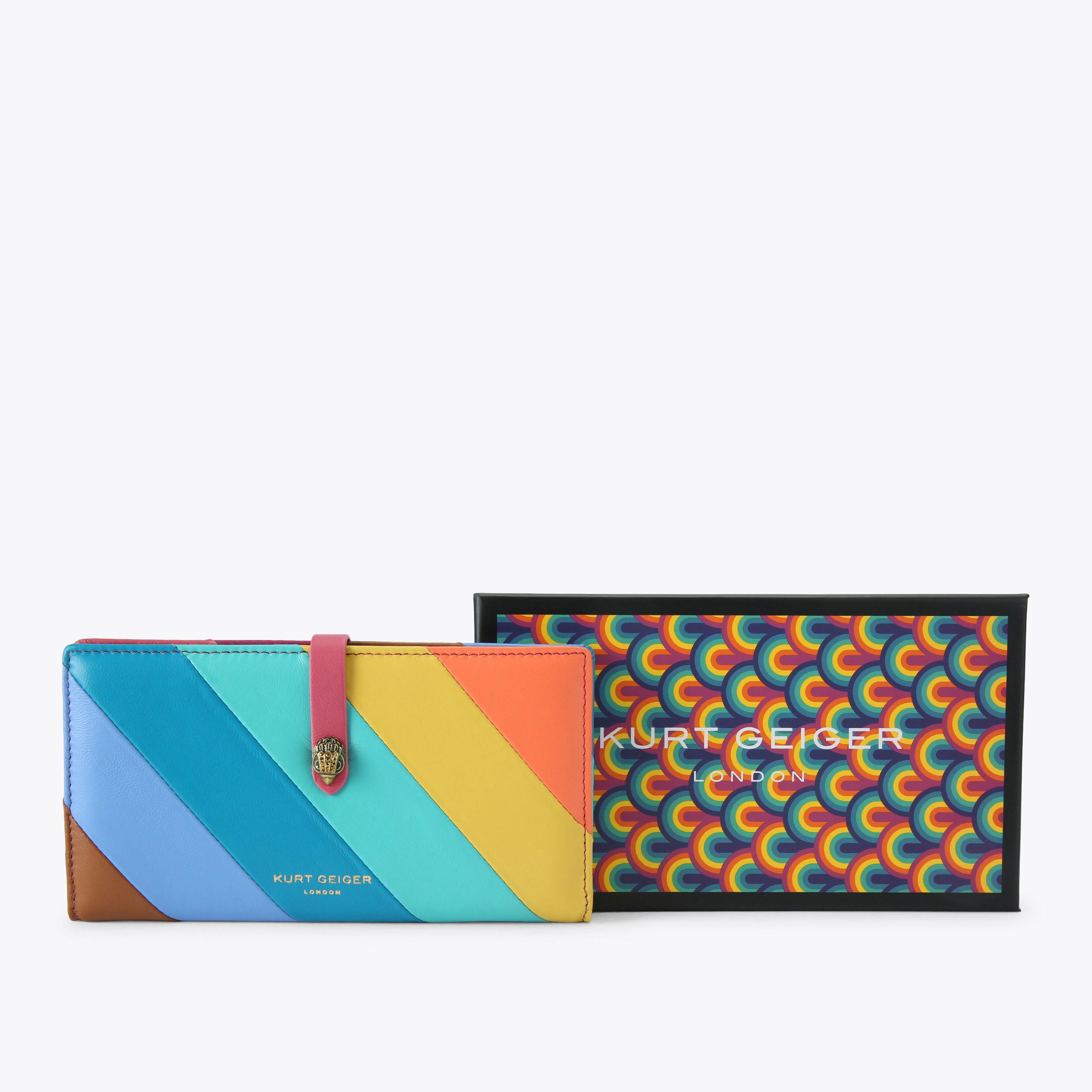 SOFT WALLET KENSINGTON L Pastel Striped Leather Wallet by KURT GEIGER ...