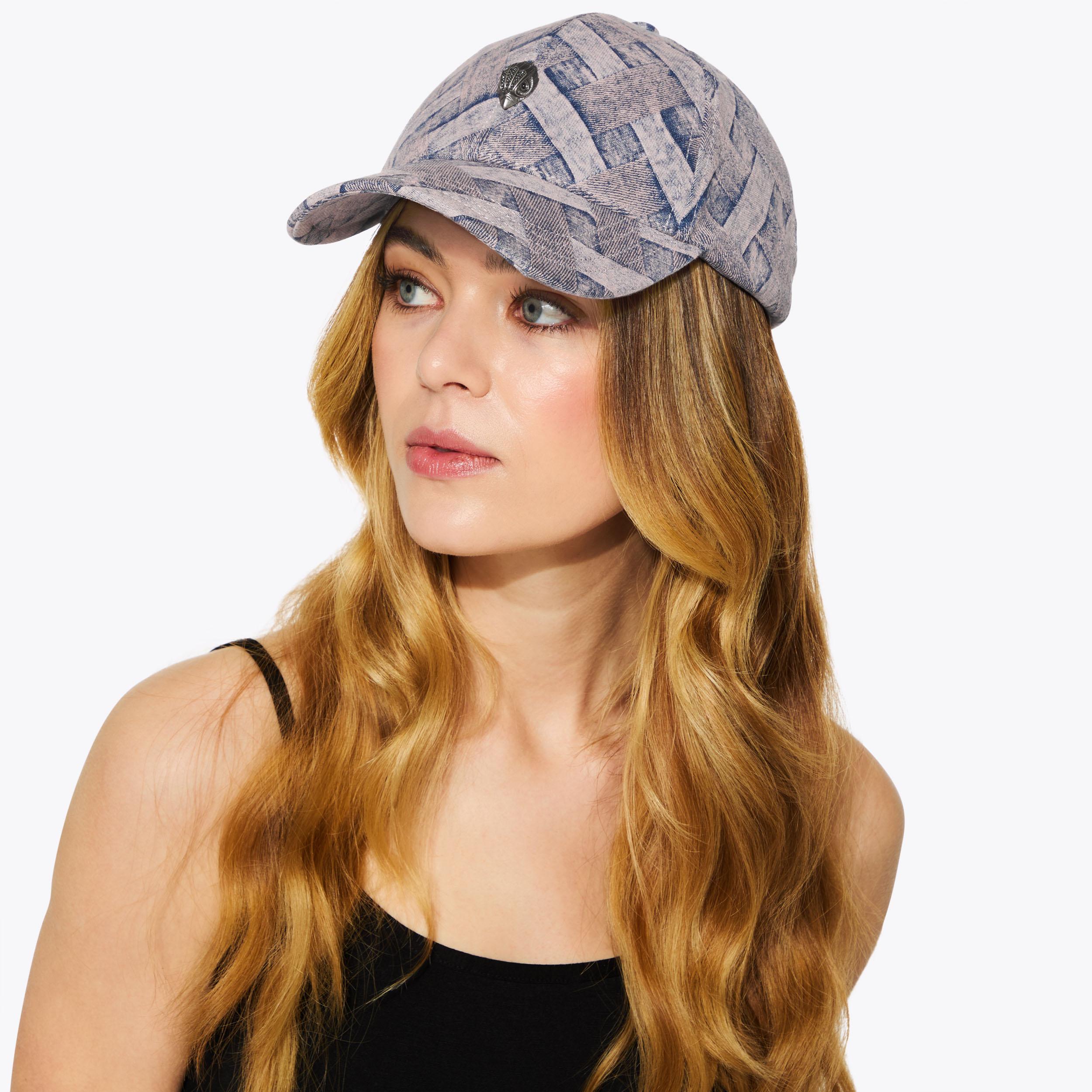 KENSINGTON CAP Pink Denim Weave Cap by KURT GEIGER LONDON