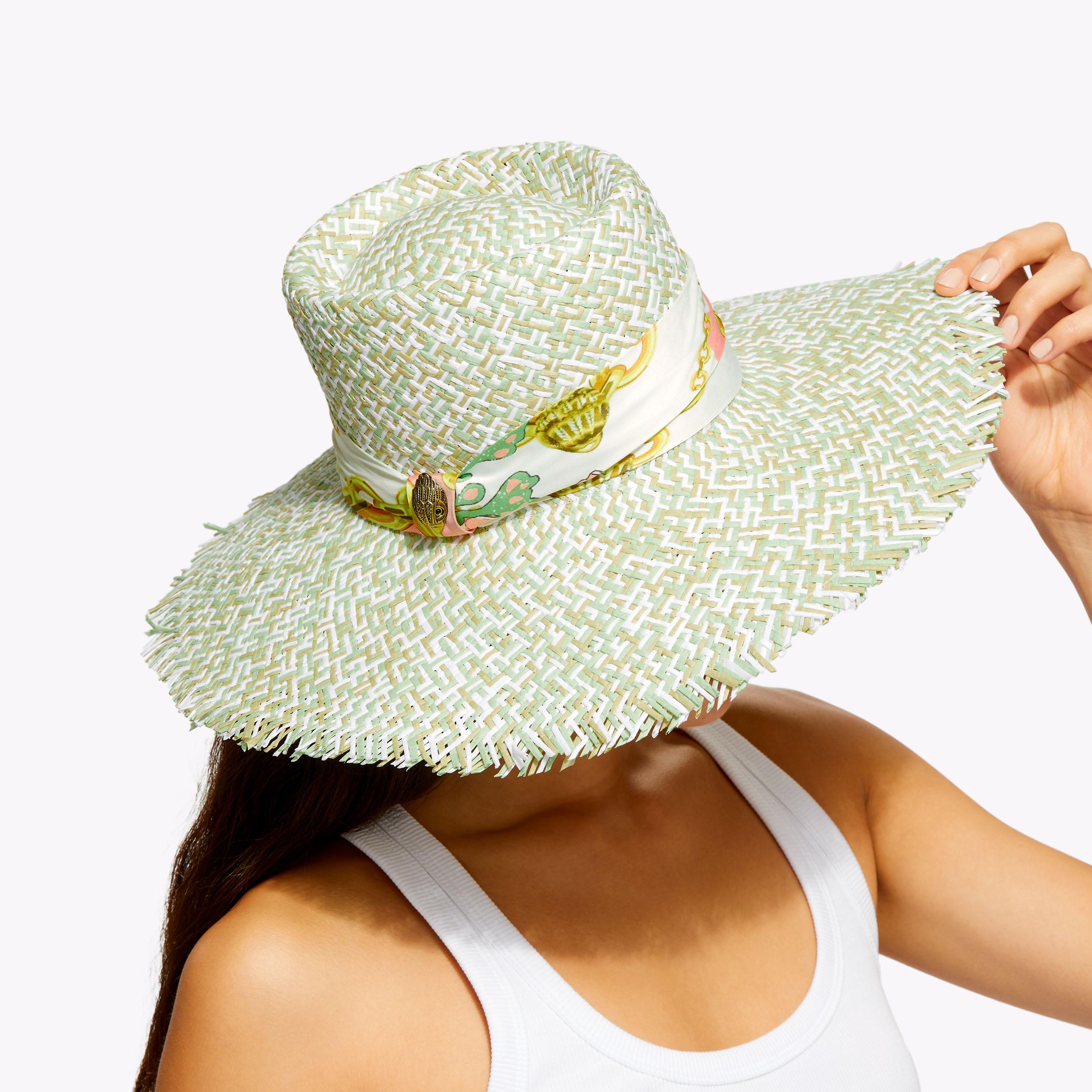 EAGLE WIDE BRIM HAT Green Straw Hat by KURT GEIGER LONDON
