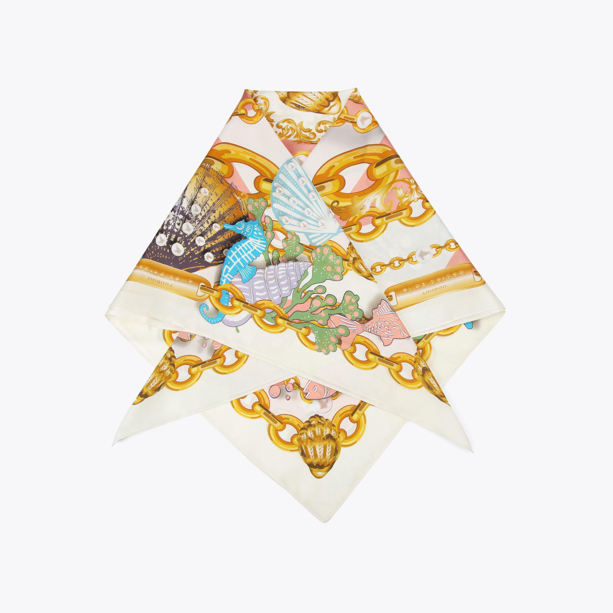LG SQUARE SCARF Chain Shell Design by KURT GEIGER LONDON