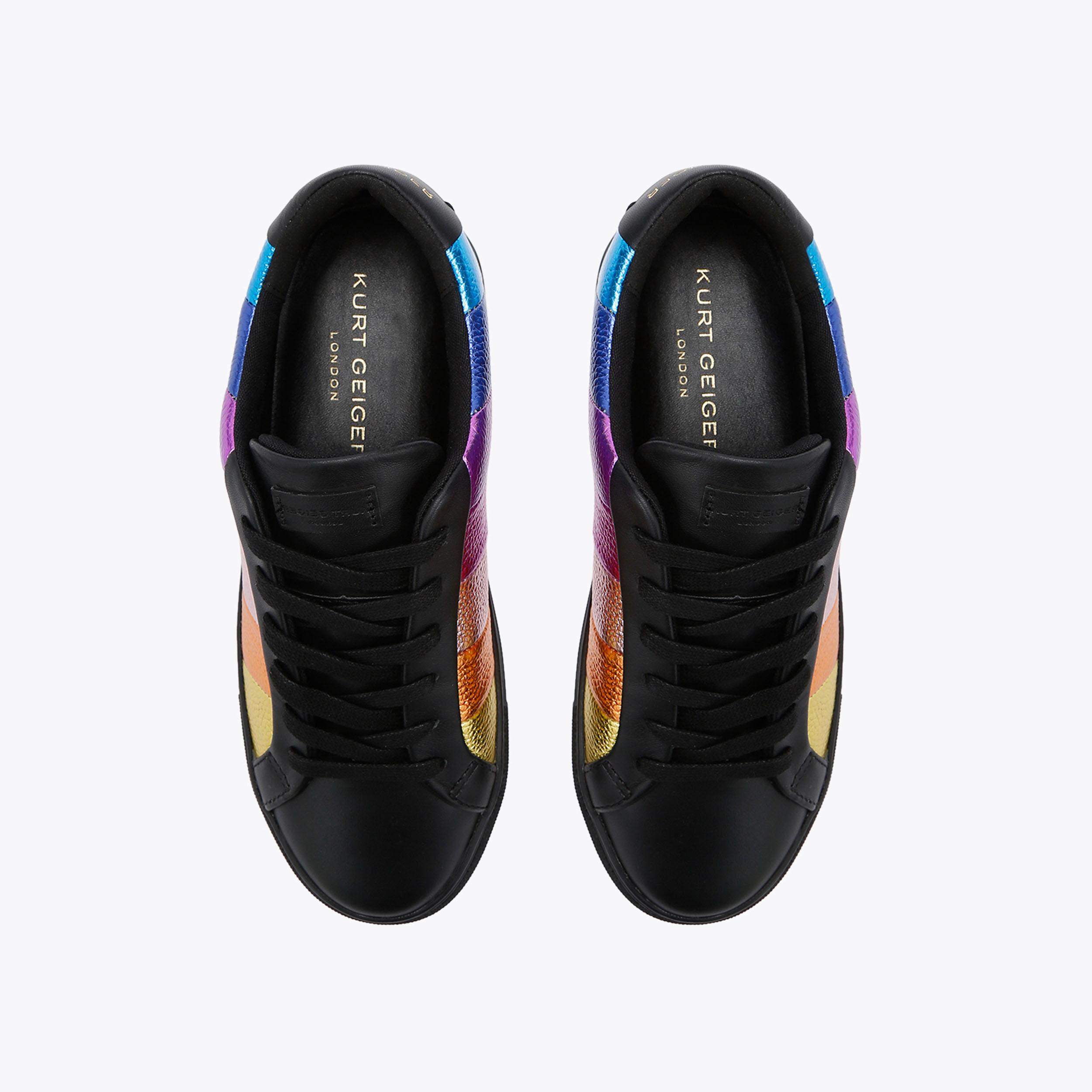 LANE STRIPE Black Rainbow Stripe Sneaker by KURT GEIGER LONDON