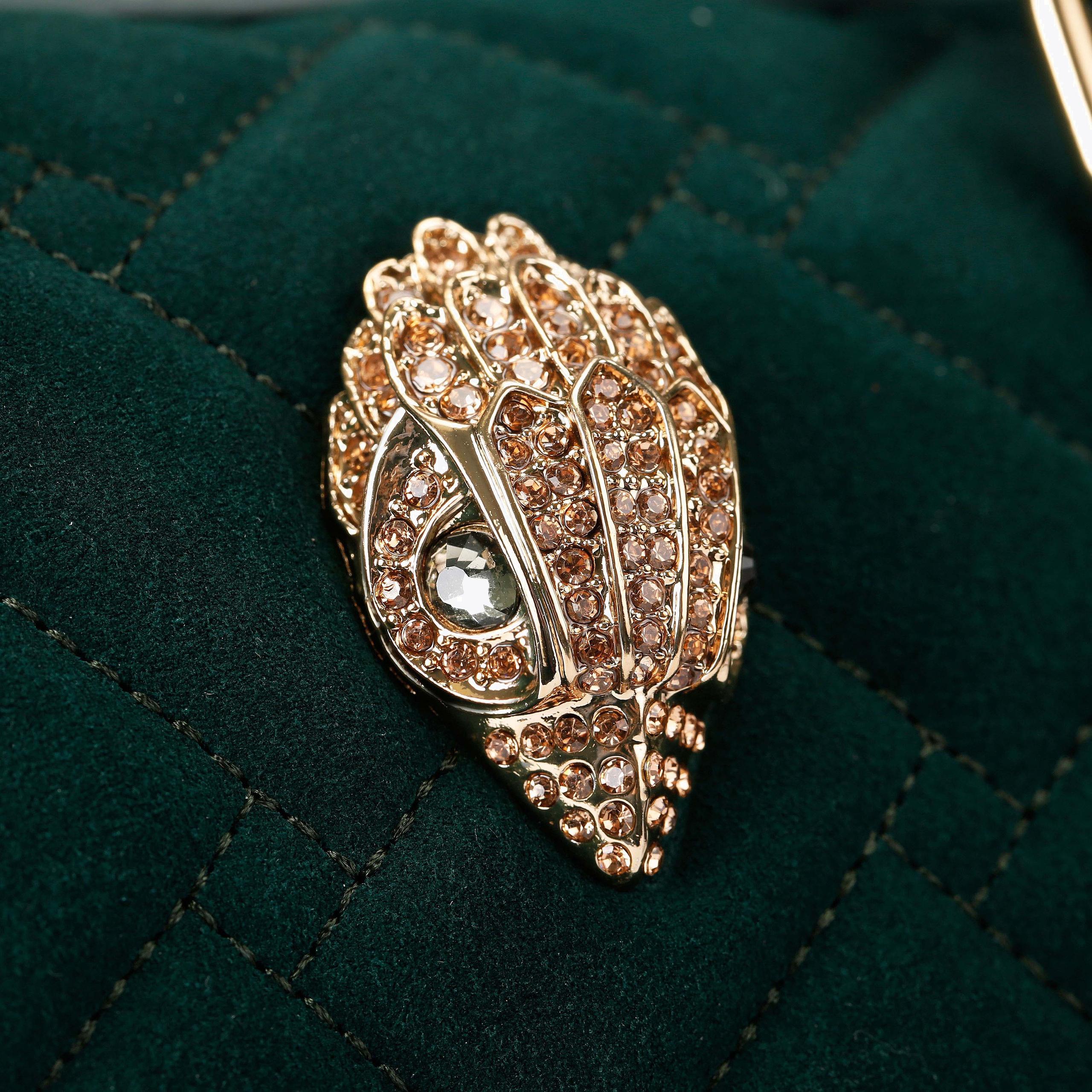 KENSINGTON BOSTON Dark Green Suede Boston Purse by KURT GEIGER LONDON