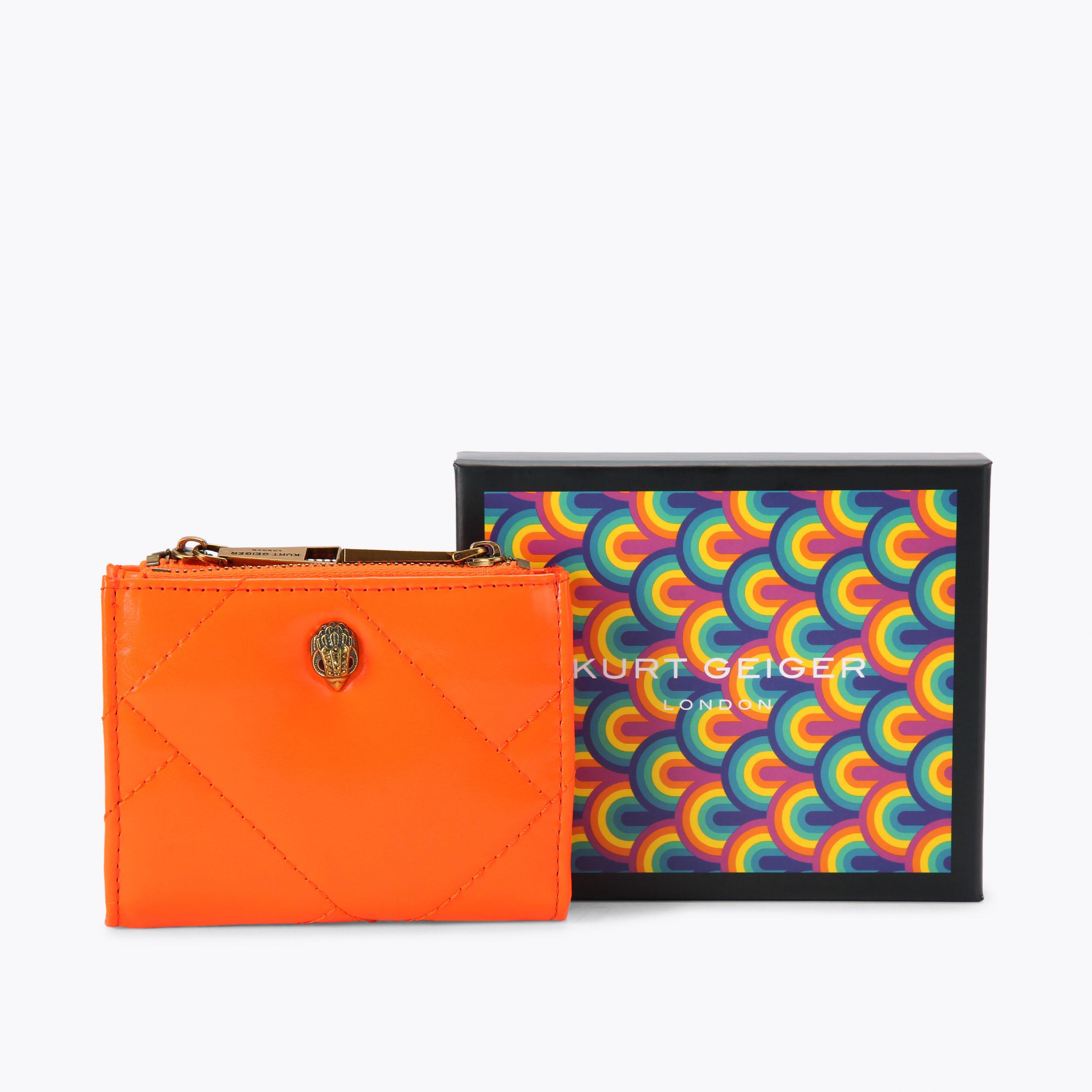 KENSINGTON PUFF MN PURSE Neon Orange Leather Purse by KURT GEIGER LONDON