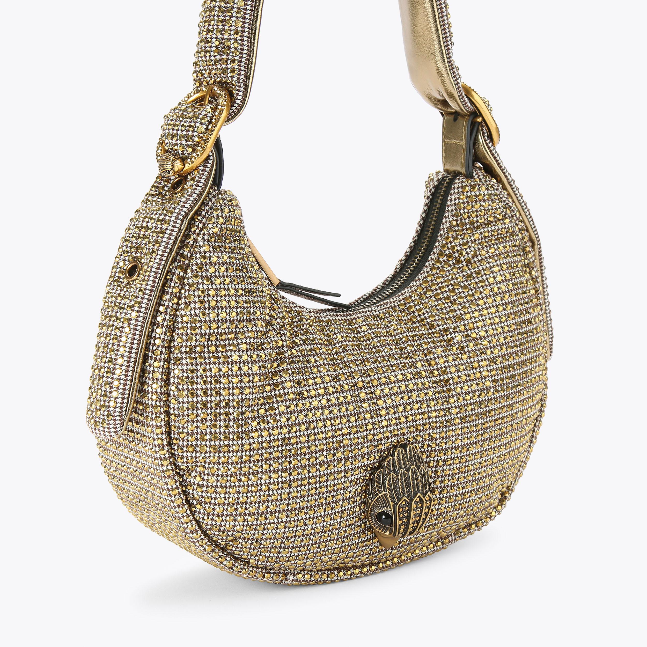 KENSINGTON PUFF SM HOBO Beige Houndstooth Purse by KURT GEIGER LONDON