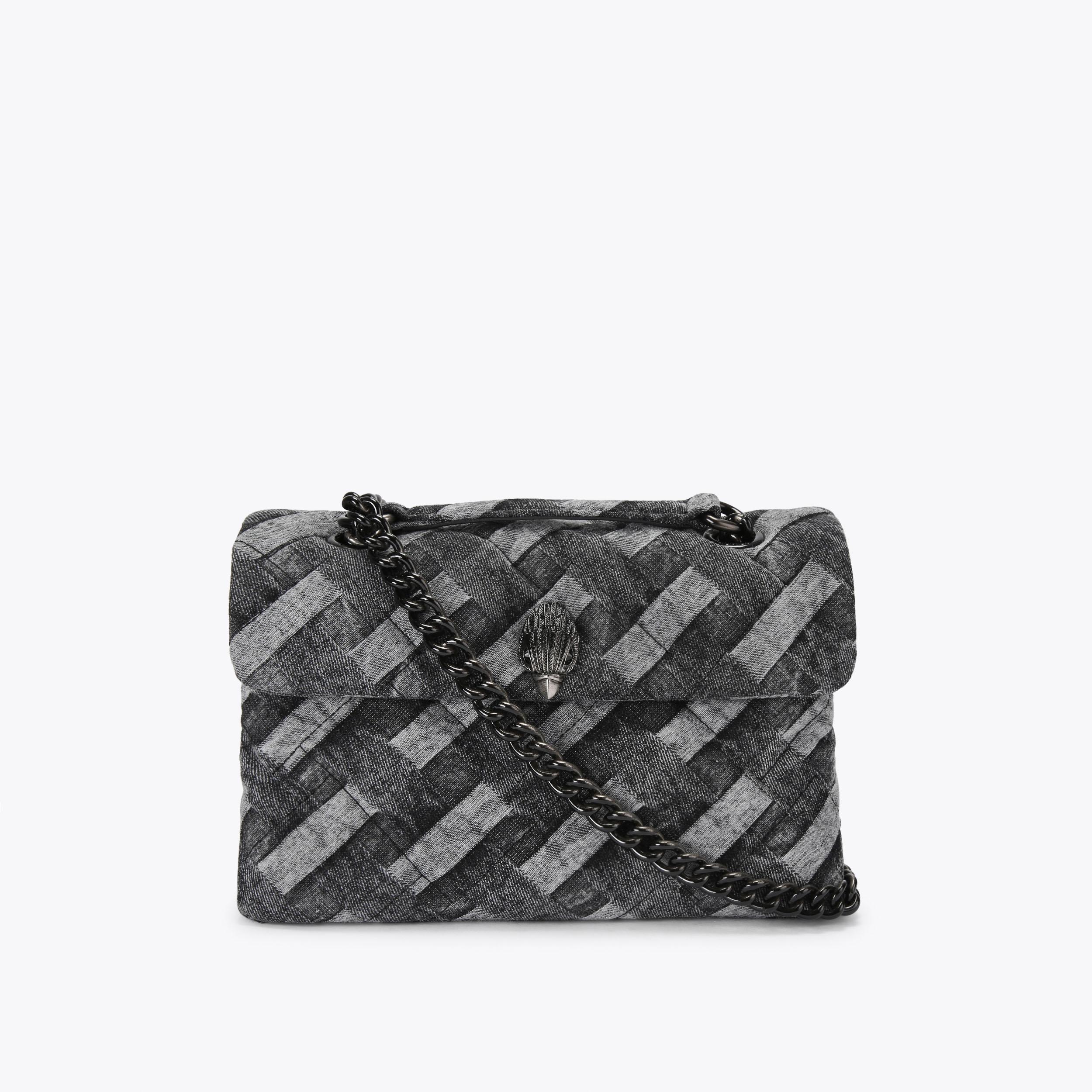 Kensington Soft Bag Black Denim Shoulder Purse By Kurt Geiger London