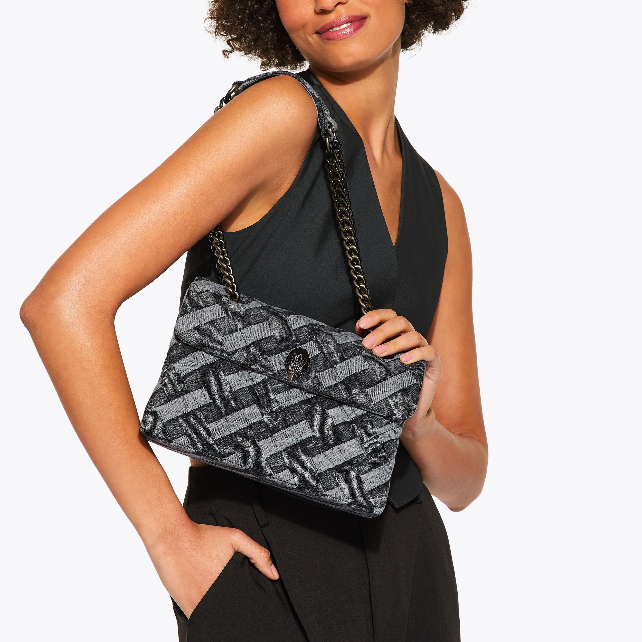 KENSINGTON SOFT BAG Black Denim Shoulder Purse by KURT GEIGER LONDON