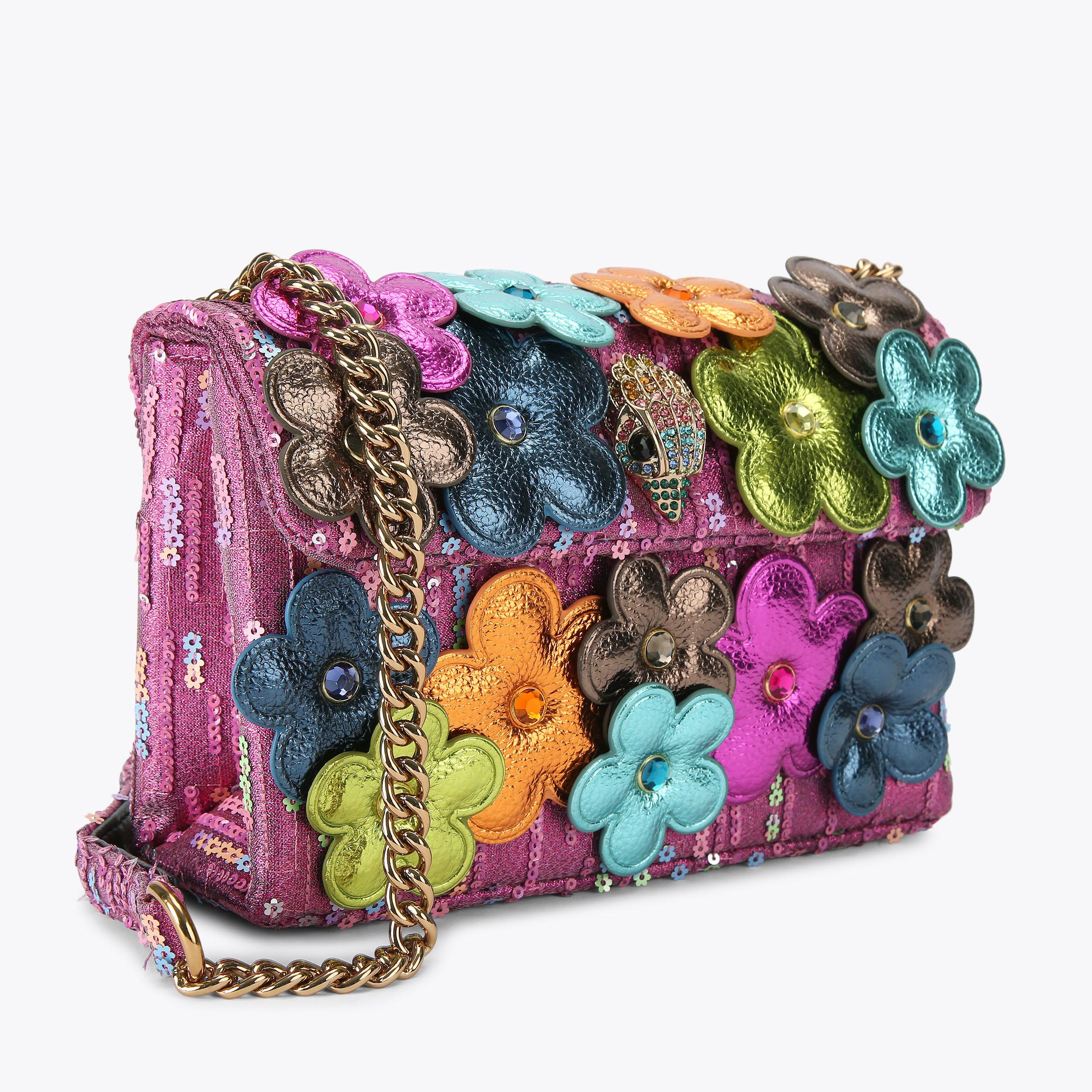 MD KENSINGTON DAISY Fuchsia Tweed 3D Floral Purse by KURT GEIGER LONDON