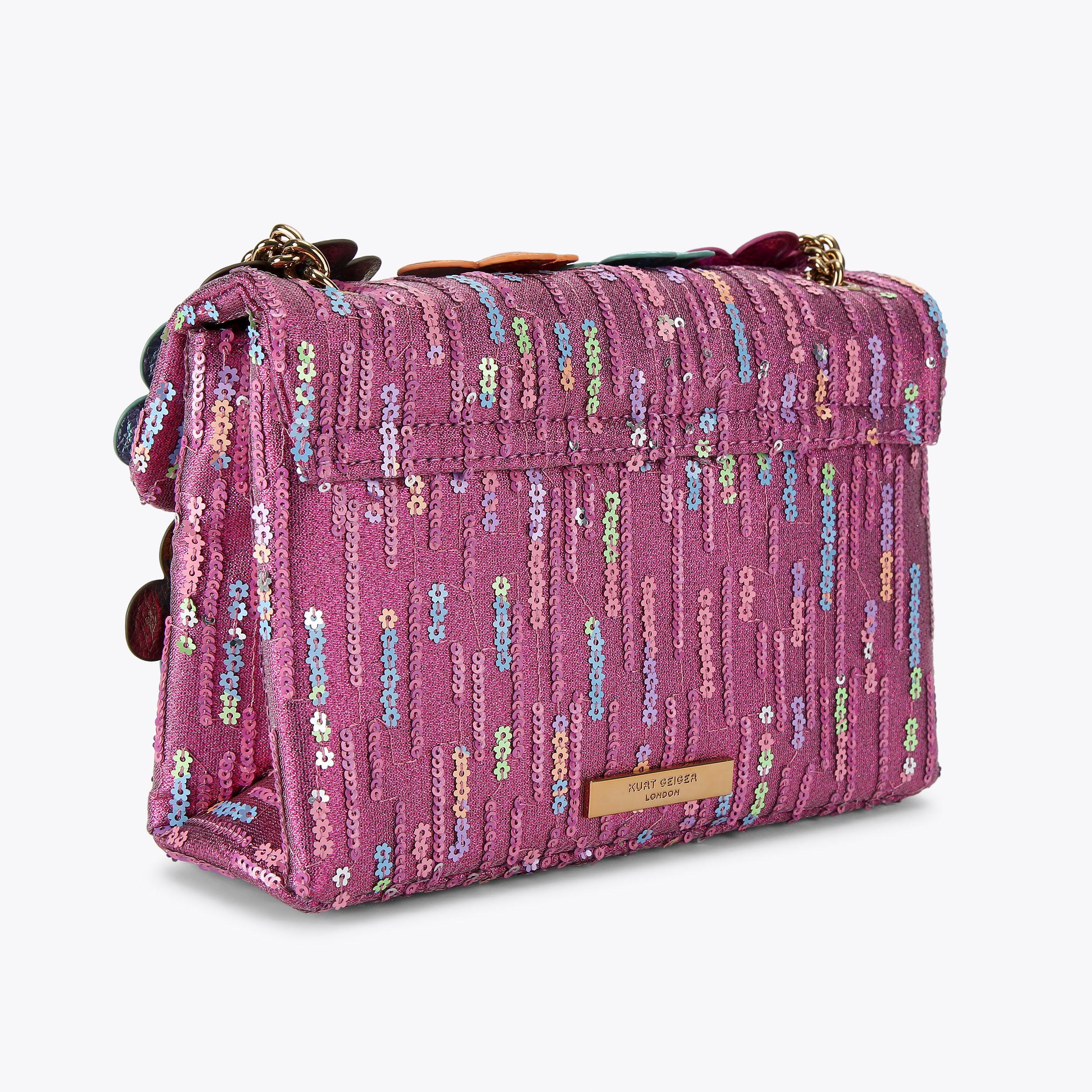 MD KENSINGTON DAISY Fuchsia Tweed 3D Floral Purse by KURT GEIGER LONDON