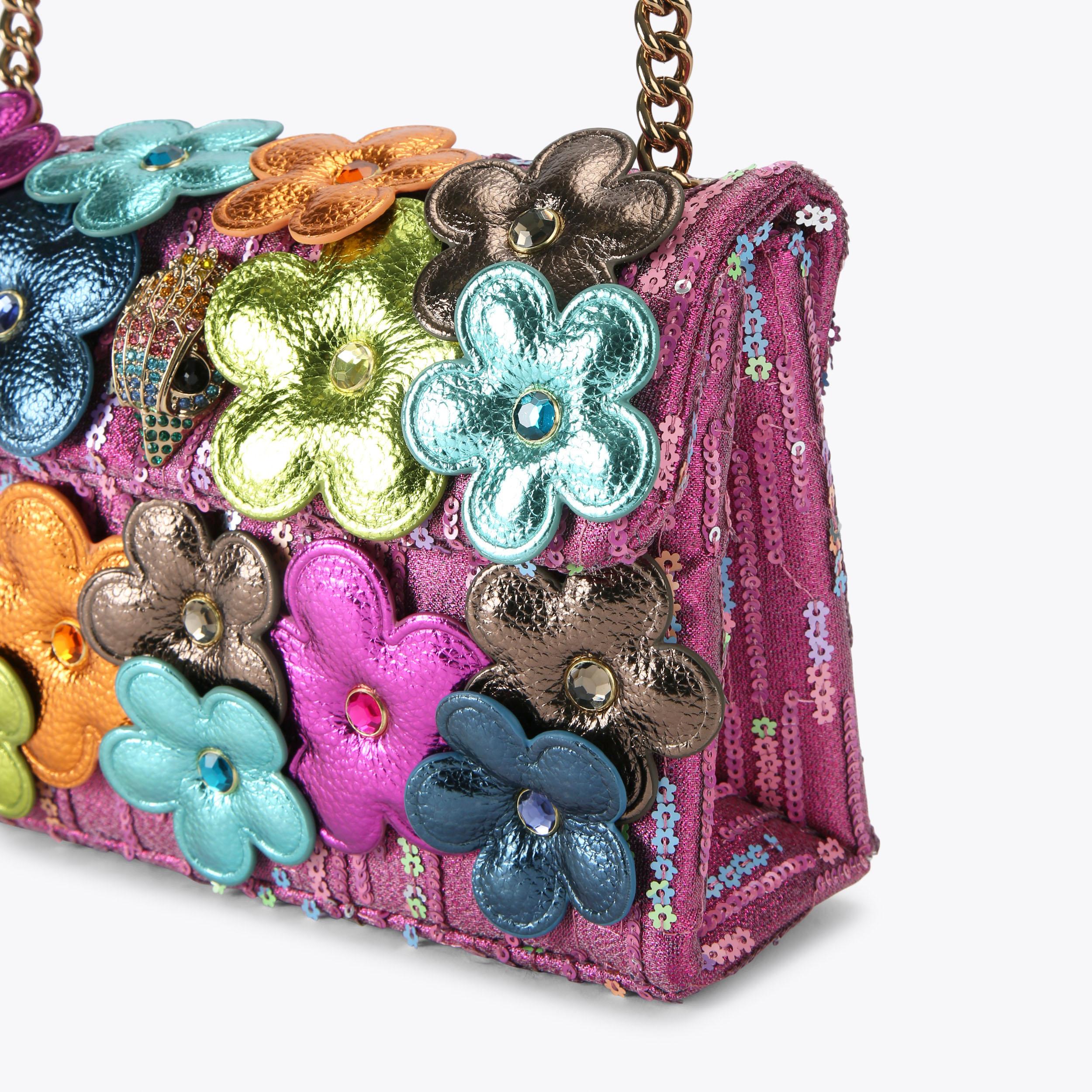 MD KENSINGTON DAISY Fuchsia Tweed 3D Floral Purse by KURT GEIGER LONDON