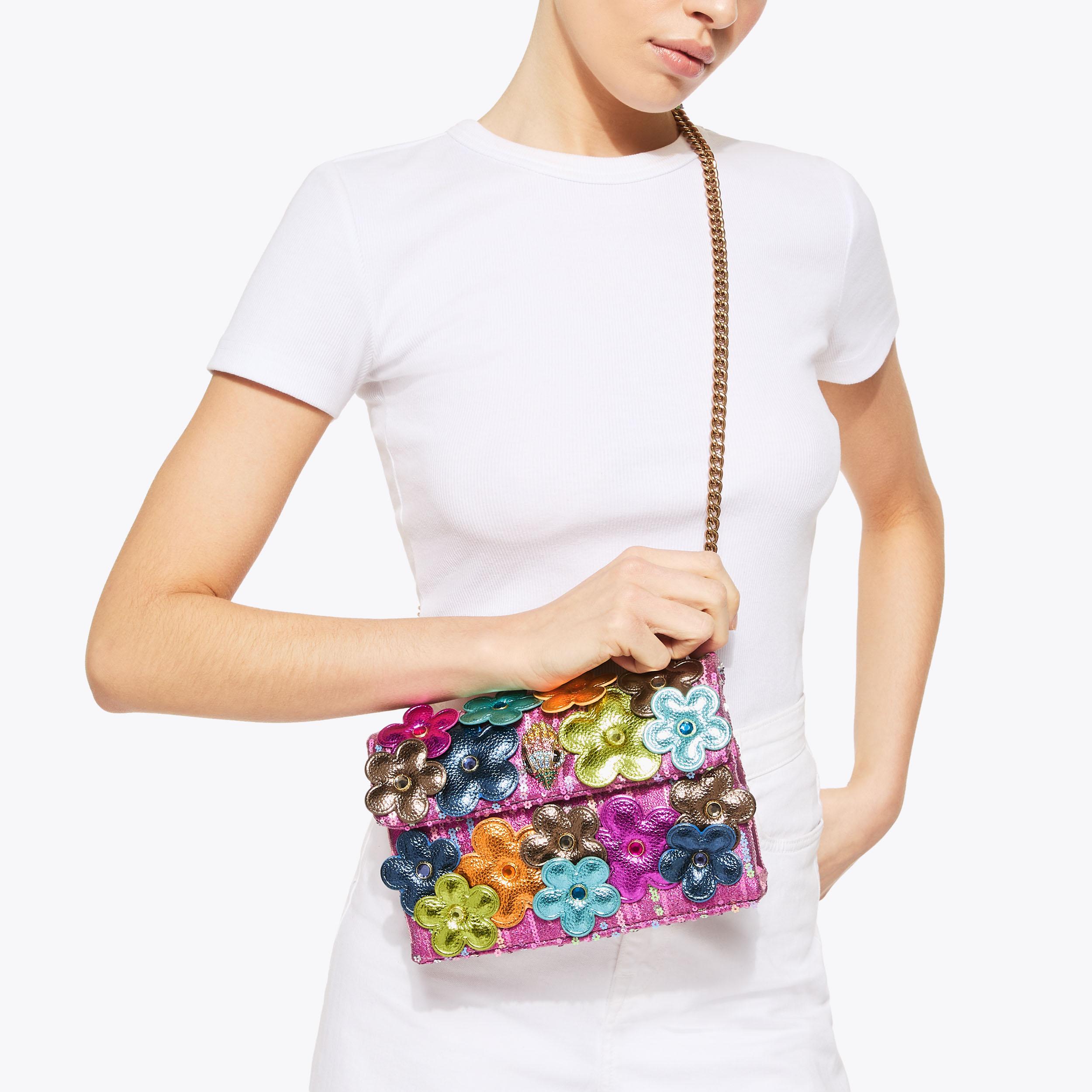 MD KENSINGTON DAISY Fuchsia Tweed 3D Floral Purse by KURT GEIGER LONDON