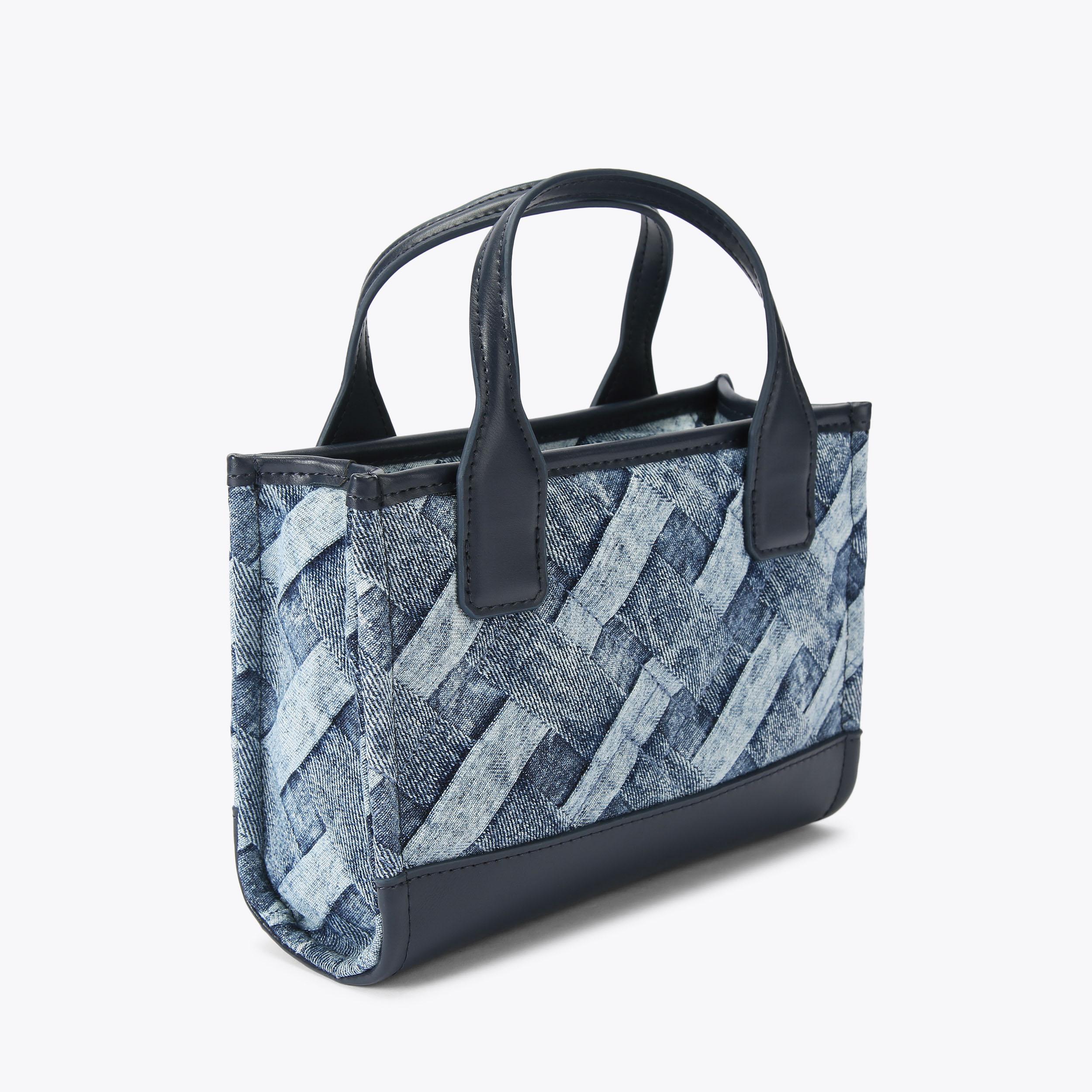 XS KENSINGTON SQ TOTE Micro Denim Kensington square bag by KURT GEIGER ...