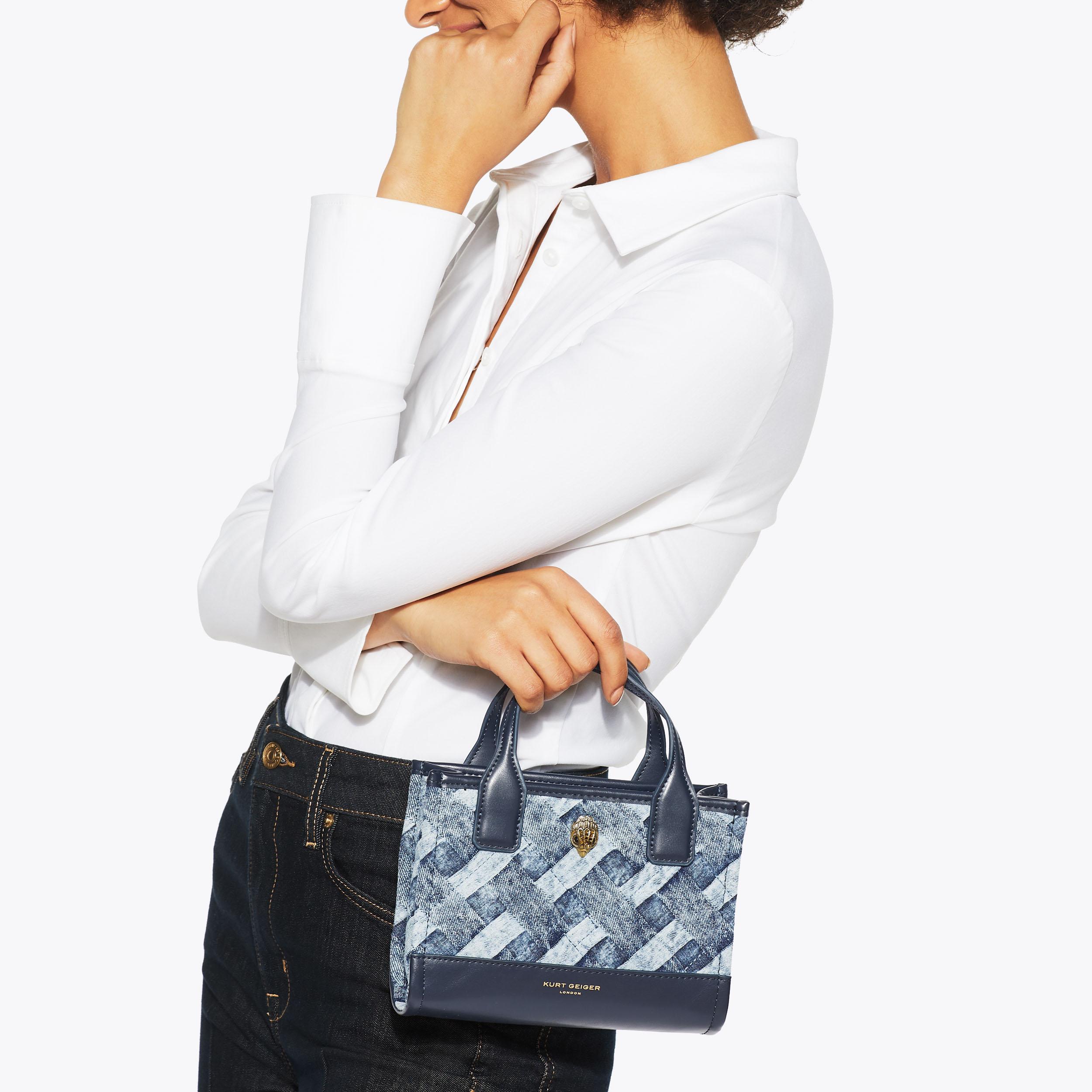 XS KENSINGTON SQ TOTE Micro Denim Kensington square bag by KURT GEIGER ...