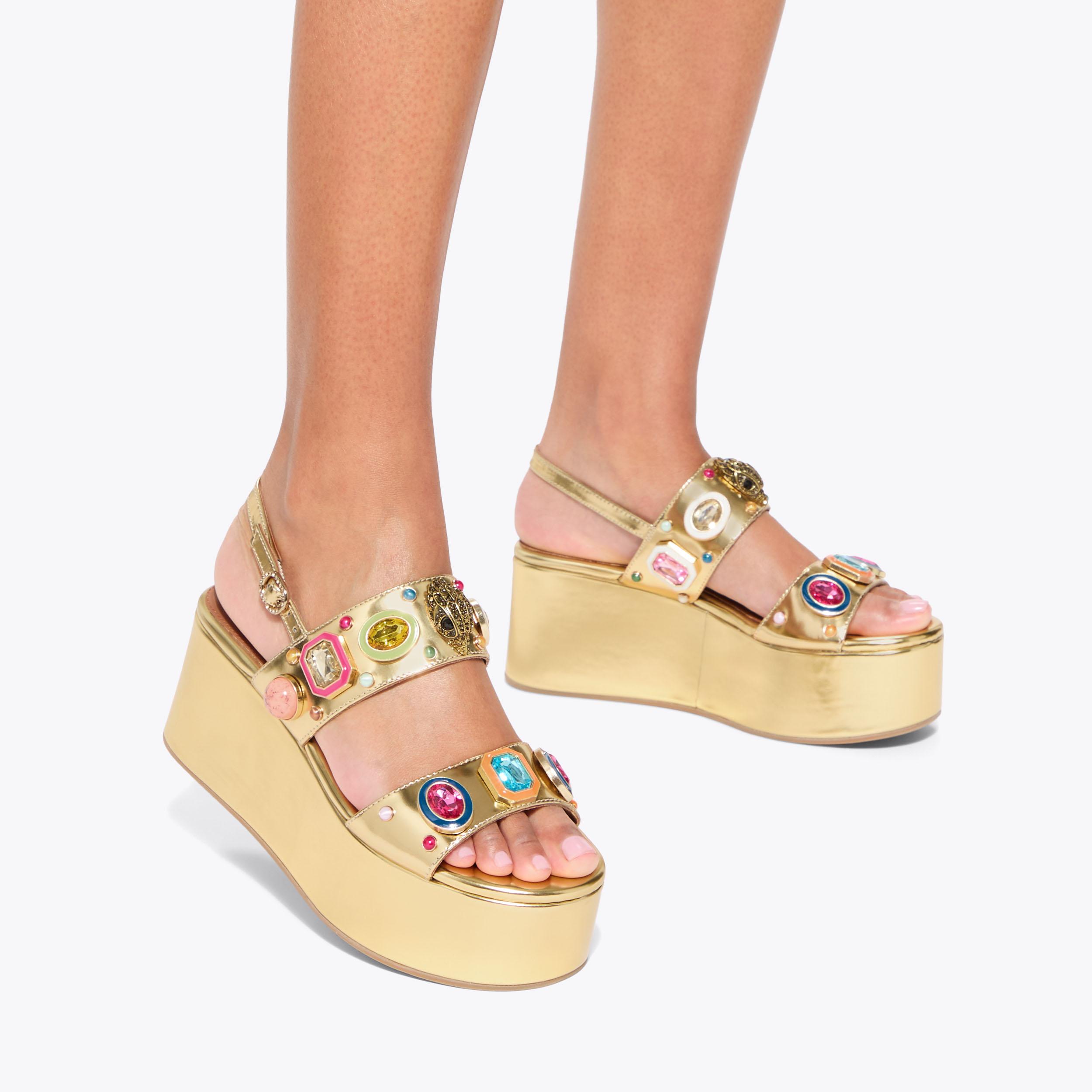 MULTI GEM PLATFORM Gold Leather platforms by KURT GEIGER LONDON