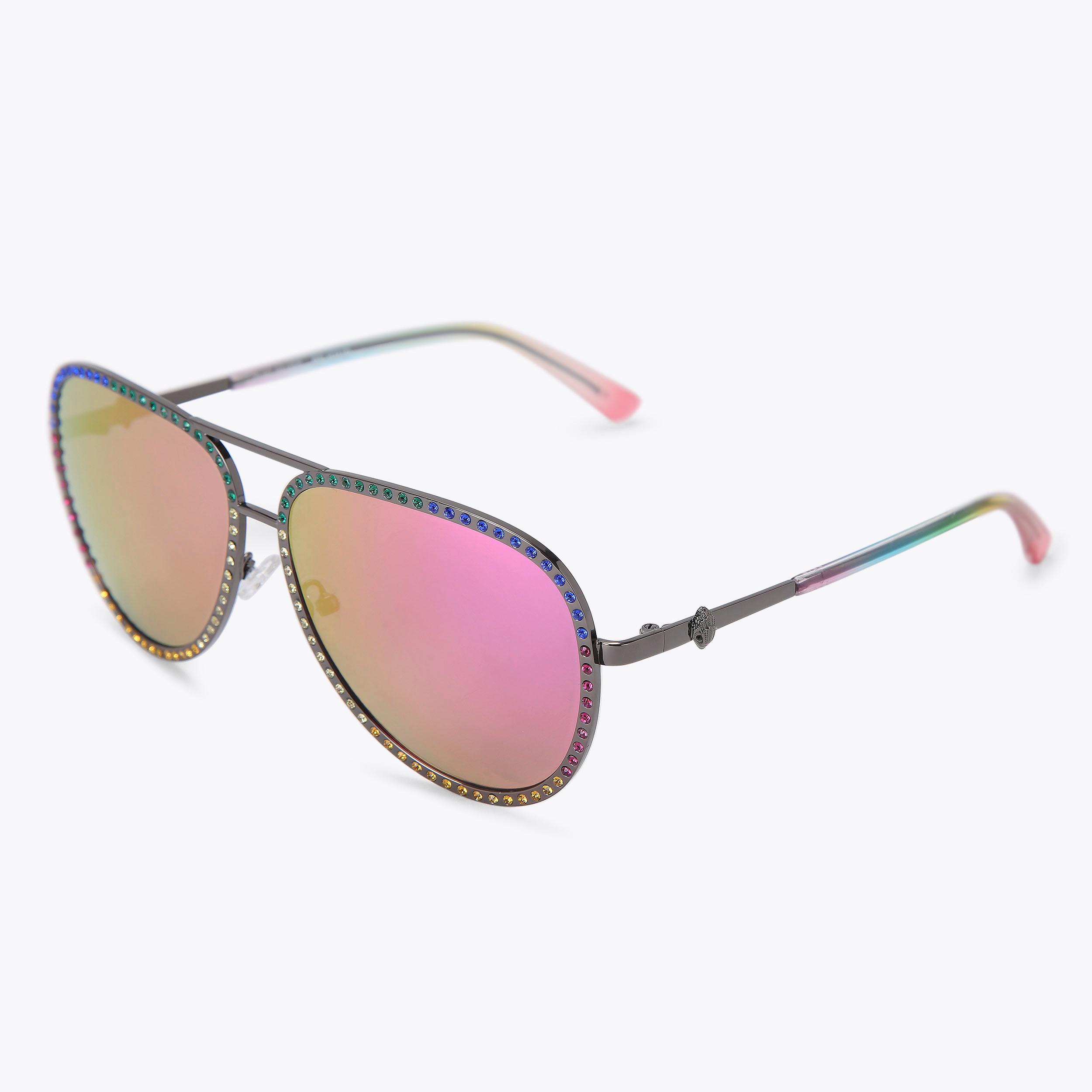 SHOREDITCH LG AVIATOR C Pink Tinted Aviator Sunglasses by KURT GEIGER ...