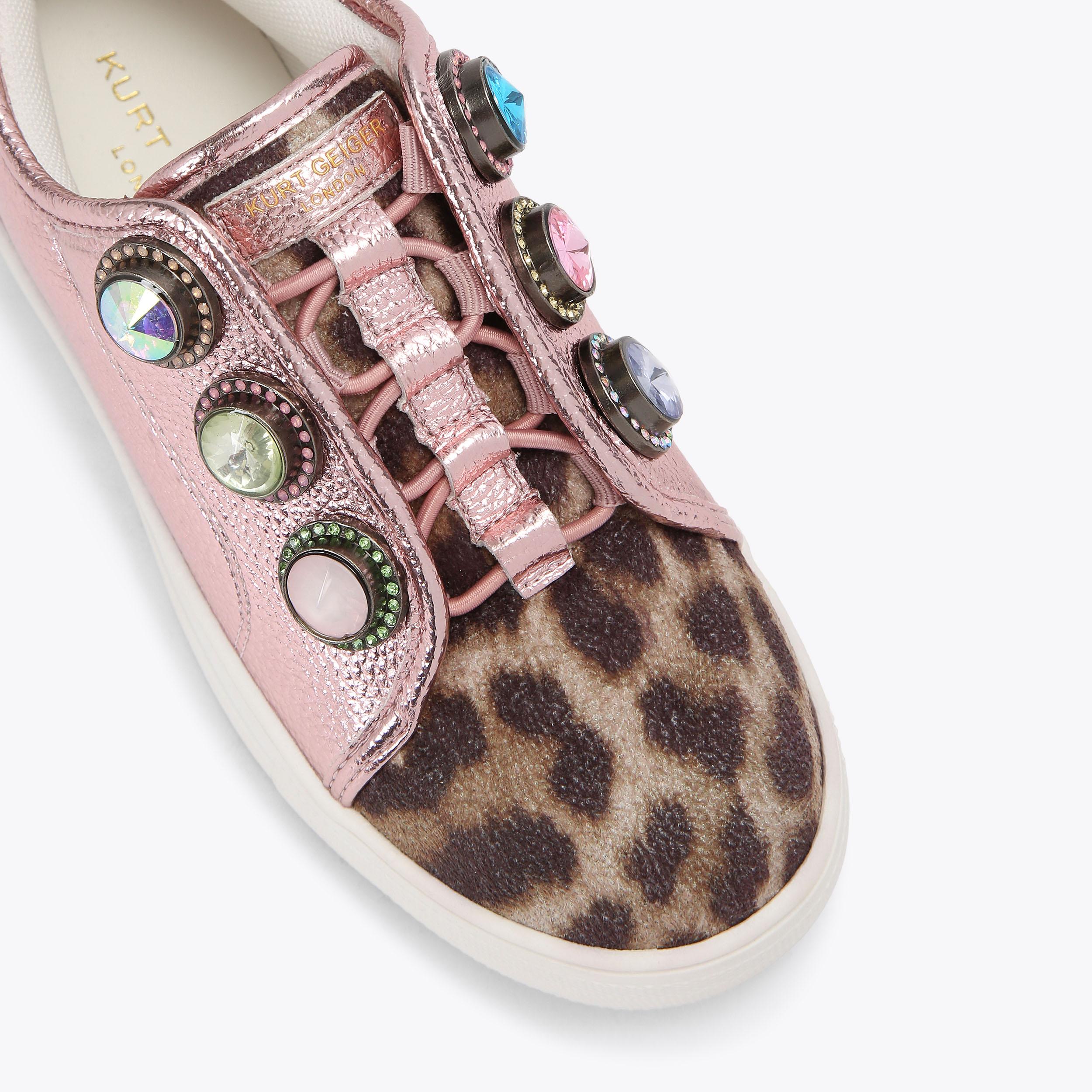 MINI LANEY OCTAVIA Pink Leather Grained Laney Sneaker by KURT GEIGER LONDON