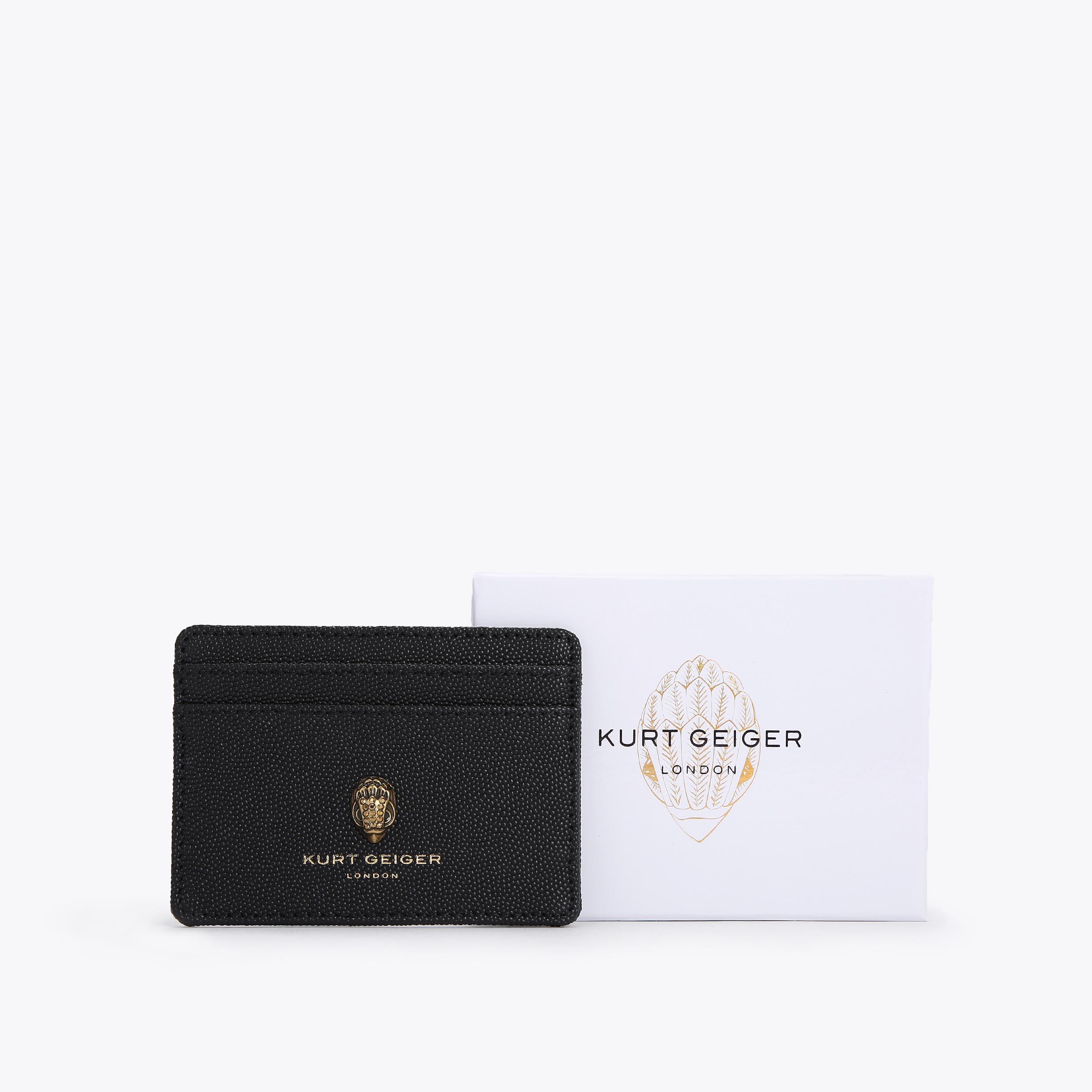 CARD HOLDER Black Textured Leather Card Holder by KURT GEIGER LONDON