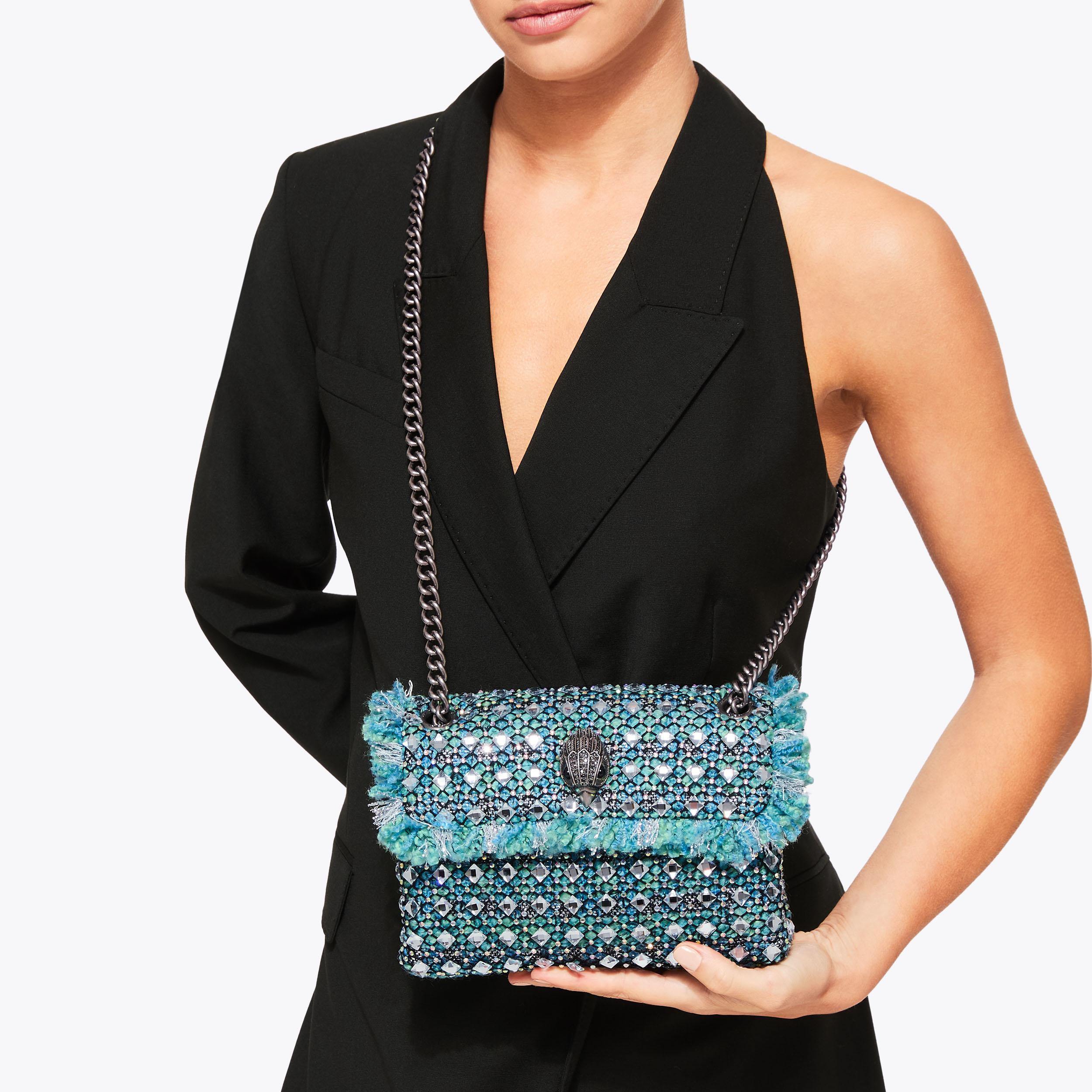 TWEED MINI KENSINGTON Blue Tweed Mini Kensington Purse by KURT GEIGER ...