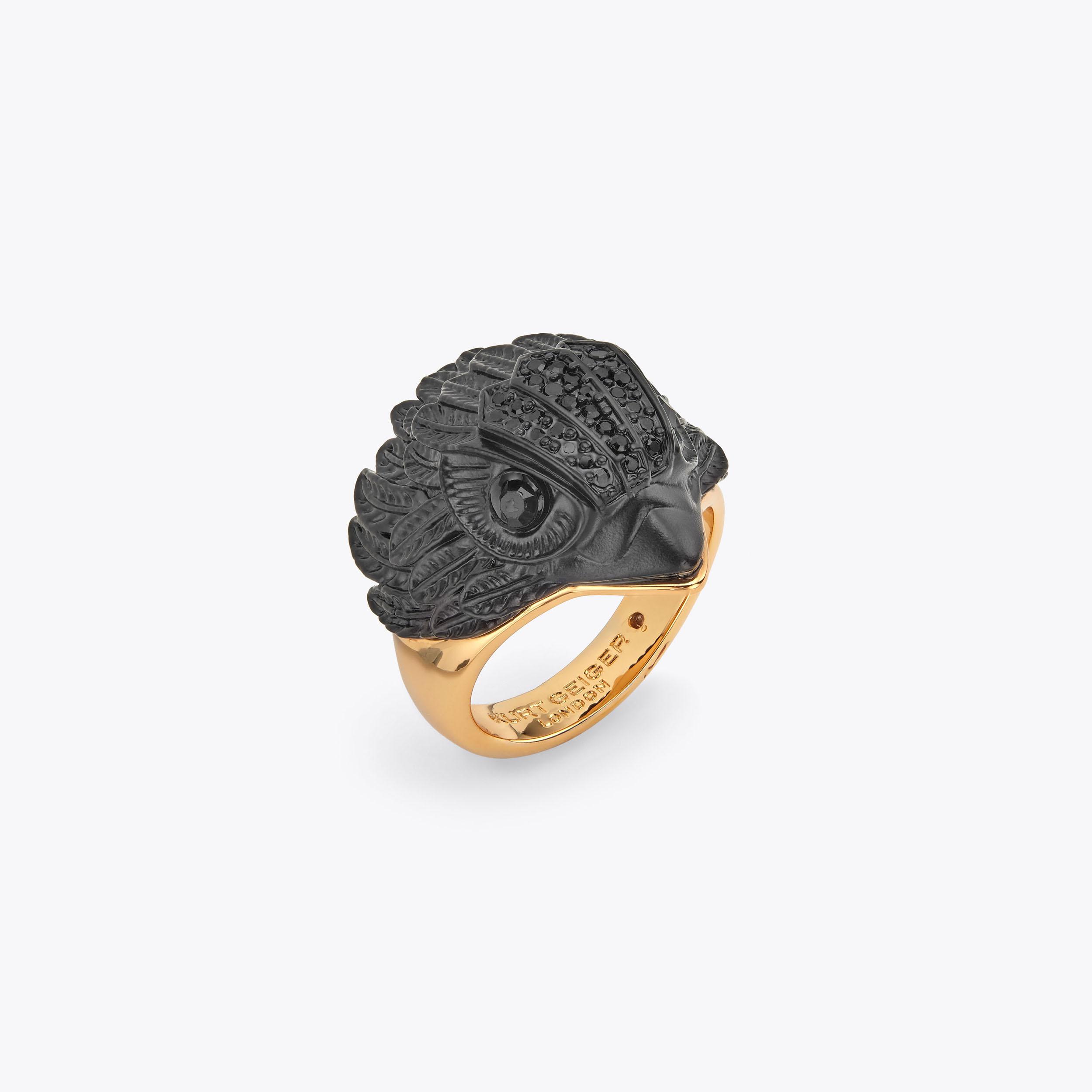 SM PAVE EAGLE RING matte black eagle ring by KURT GEIGER LONDON
