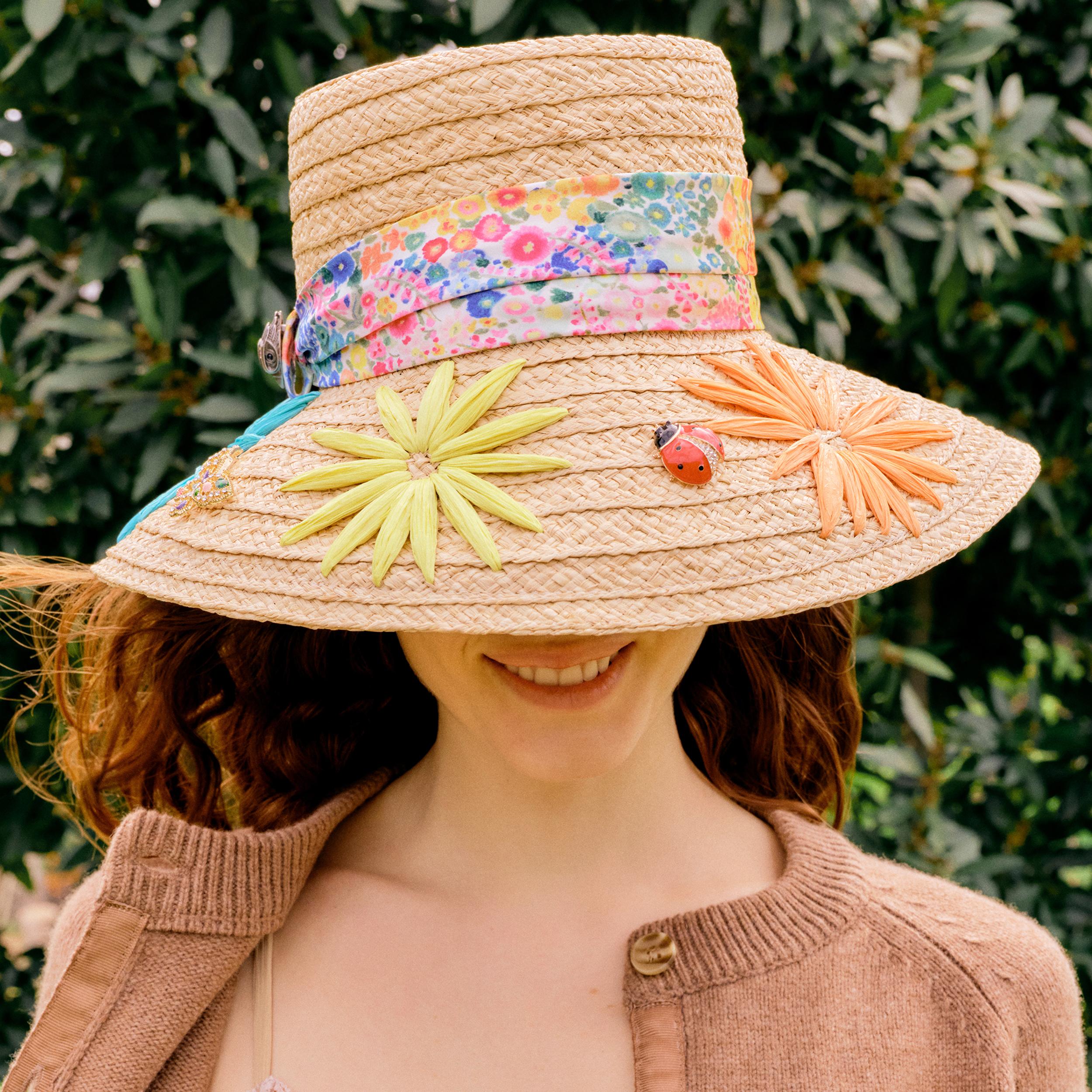FC FLORAL STRAW HAT Floral Couture Straw Hat by KURT GEIGER LONDON