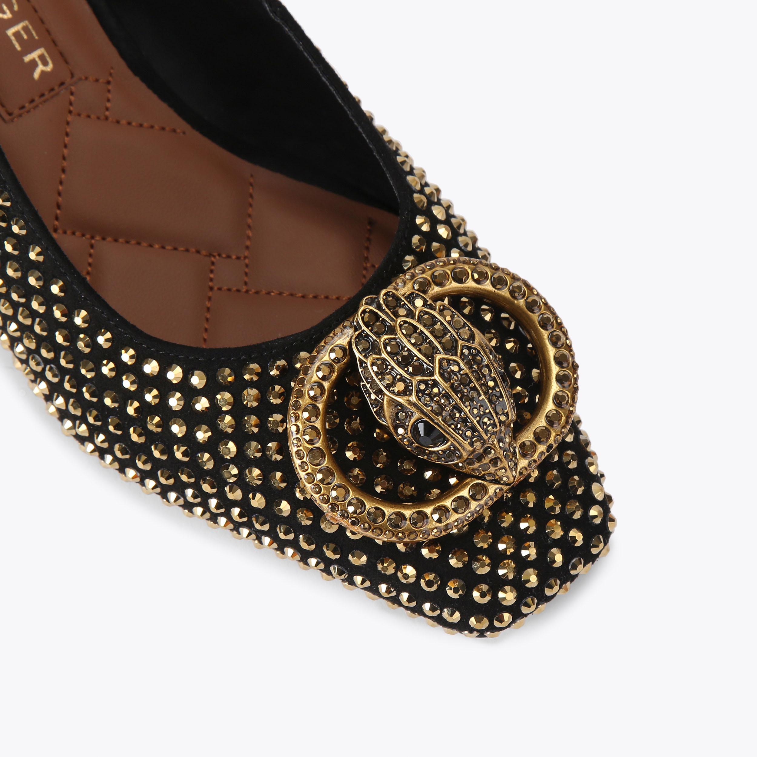 CHELSEA BLOCK SLINGBACK Black Studded Block Heel by KURT GEIGER LONDON