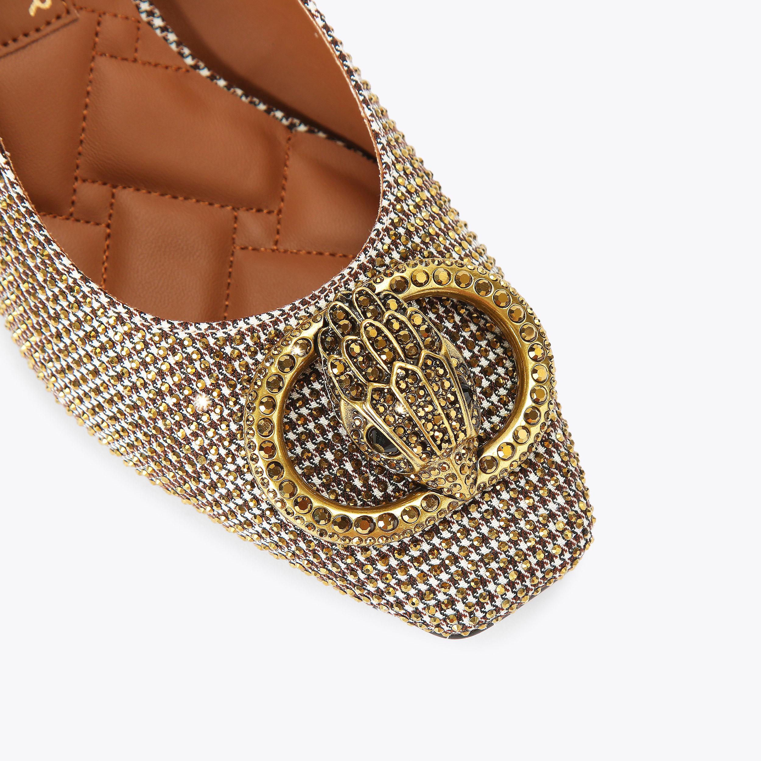 CHELSEA BLOCK SLINGBACK Beige Crystal Heel by KURT GEIGER LONDON