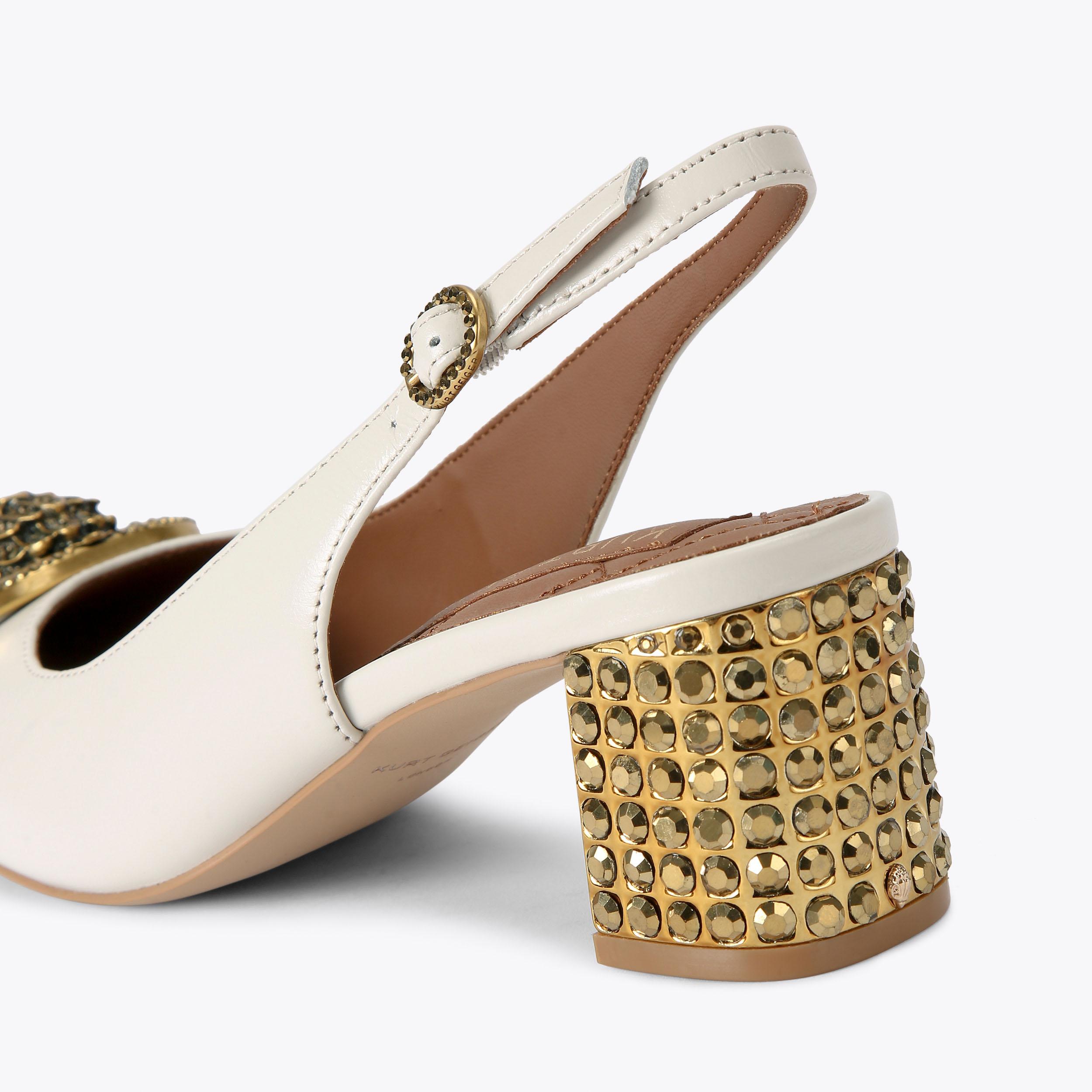 CHELSEA BLOCK SLINGBACK Bone Leather Block Heel by KURT GEIGER LONDON