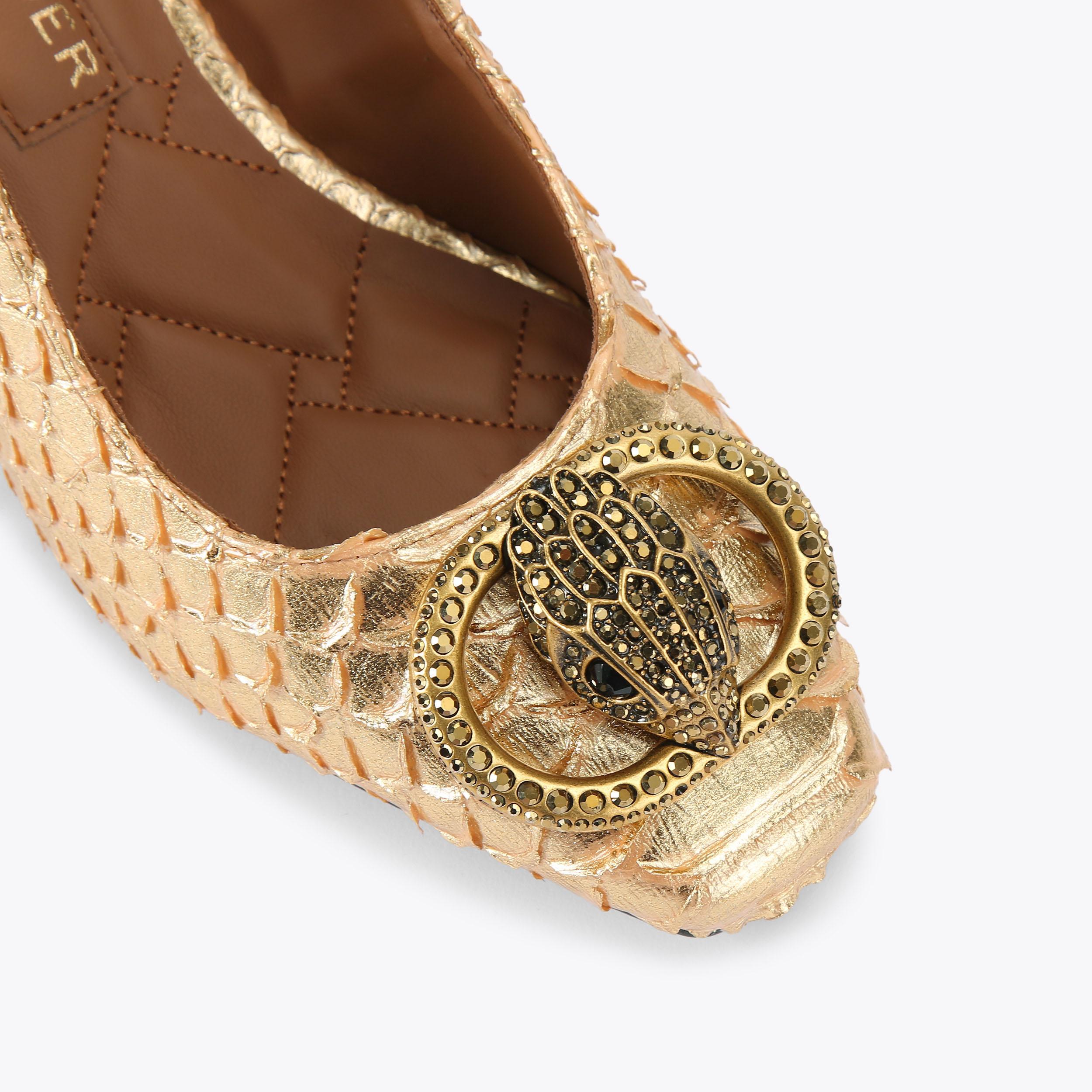 CHELSEA BLOCK SLINGBACK Brushed Gold 3D Slingback Heel by KURT GEIGER ...