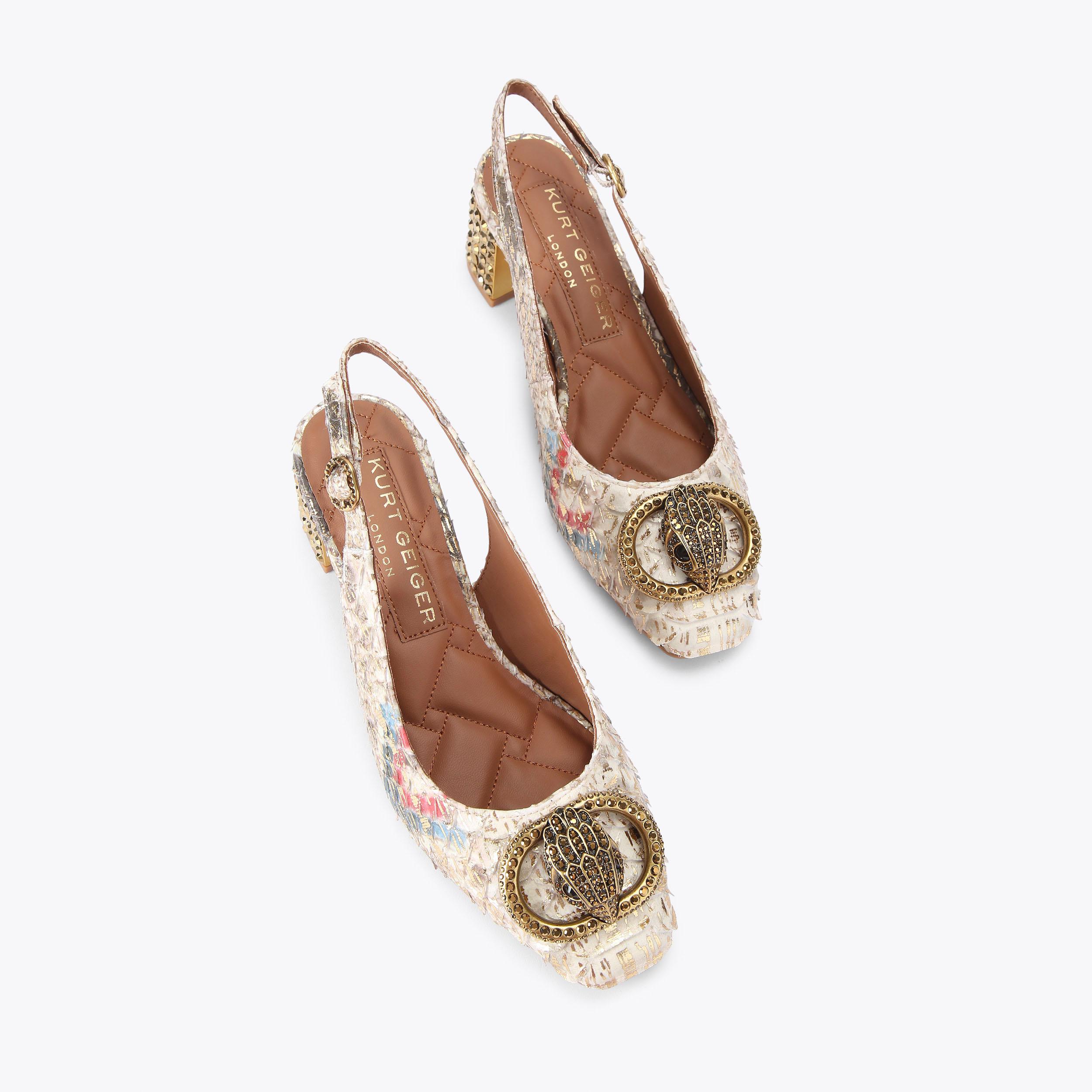 CHELSEA BLOCK SLINGBACK Snake Texture Block Heel by KURT GEIGER LONDON