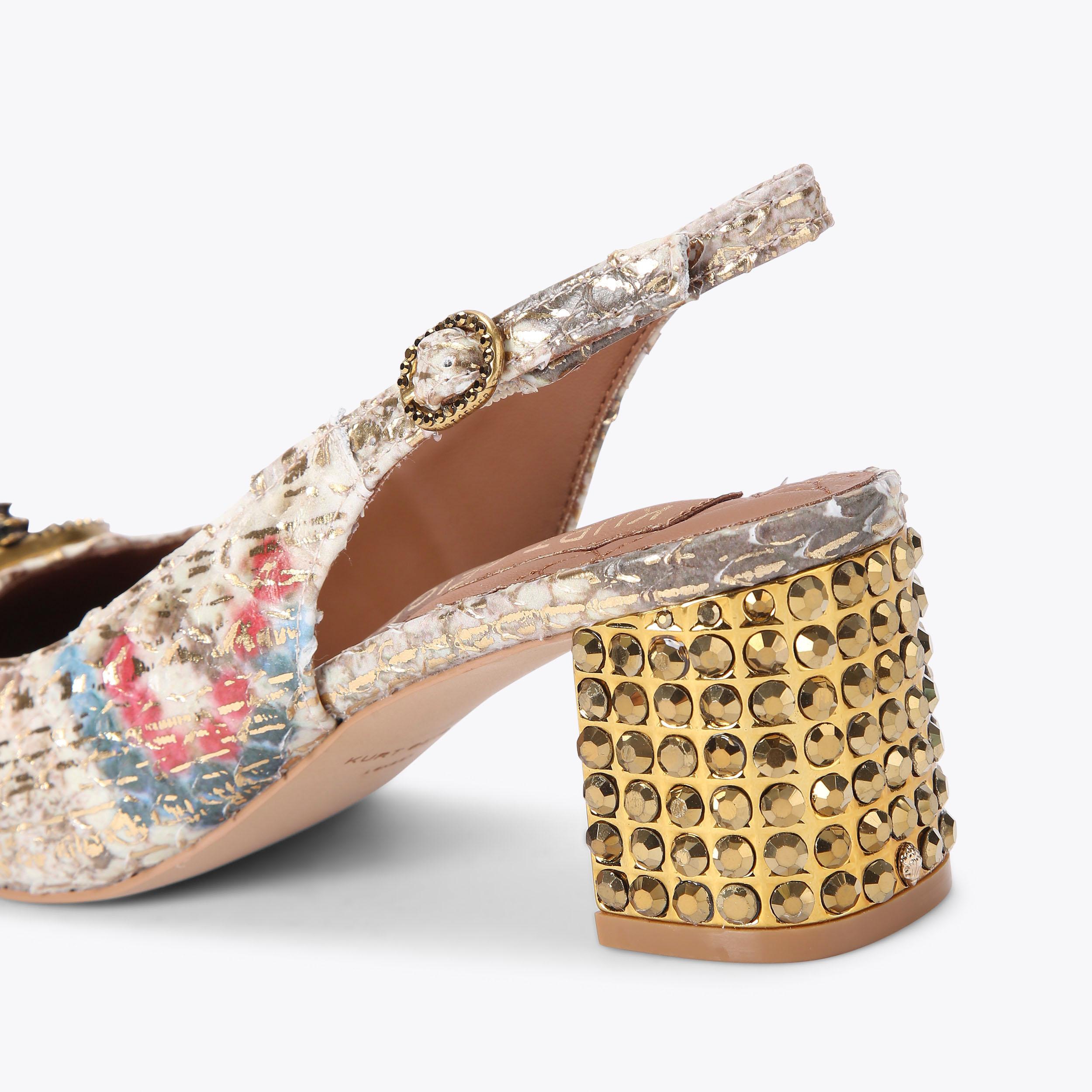 CHELSEA BLOCK SLINGBACK Snake Texture Block Heel by KURT GEIGER LONDON