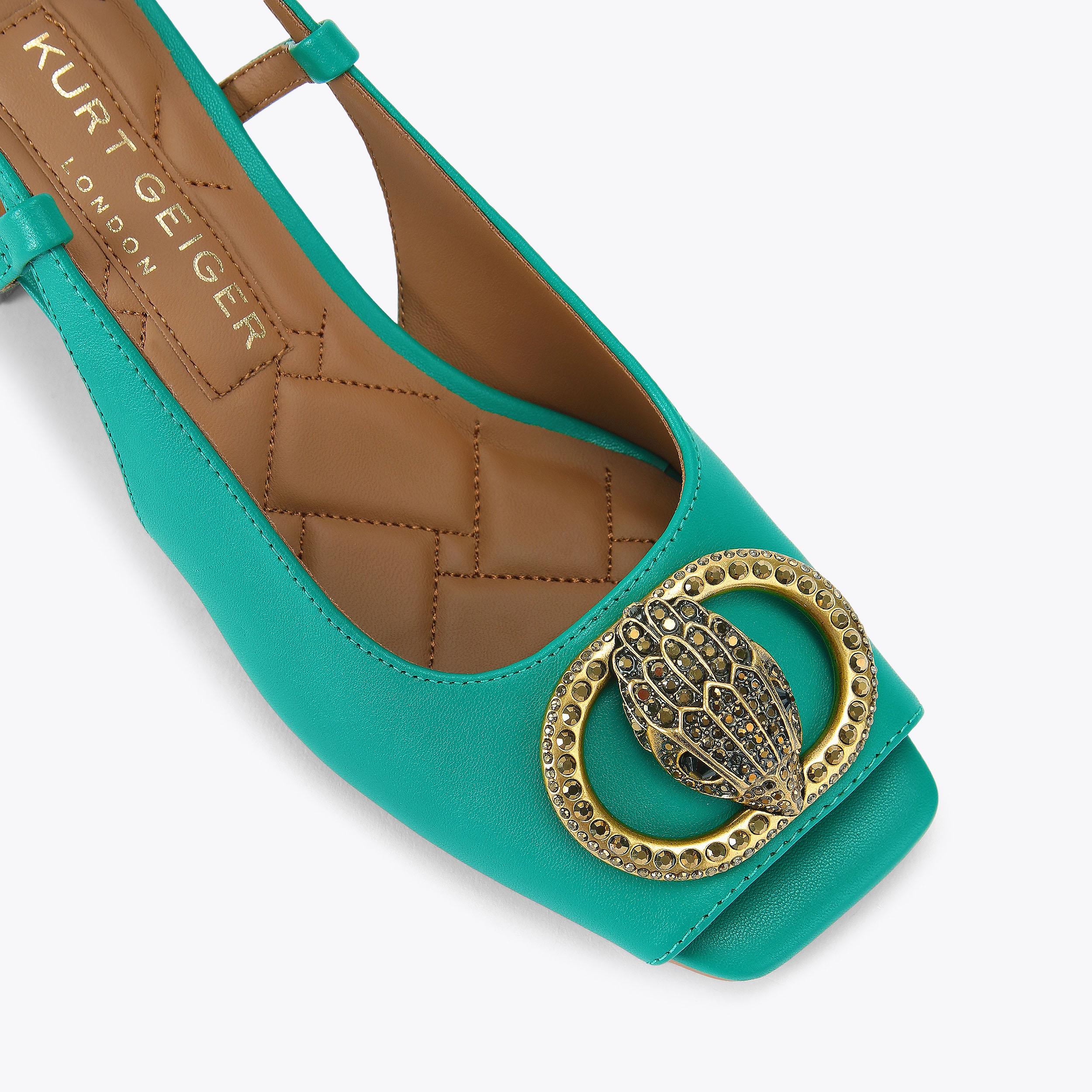 CHELSEA BLOCK SQ SLING Green Leather Chelsea by KURT GEIGER LONDON