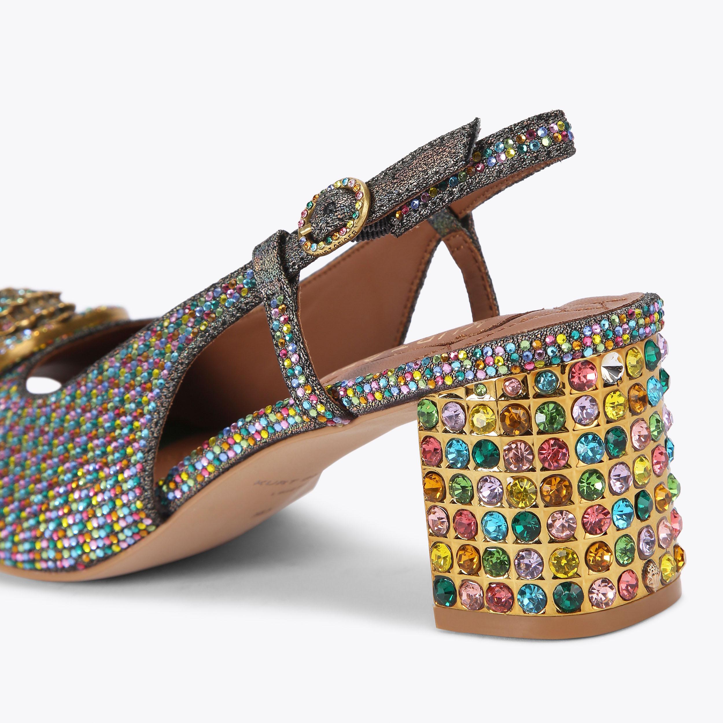 CHELSEA BLOCK SQ SLING Crystal Embellished Slingback Heel by KURT ...