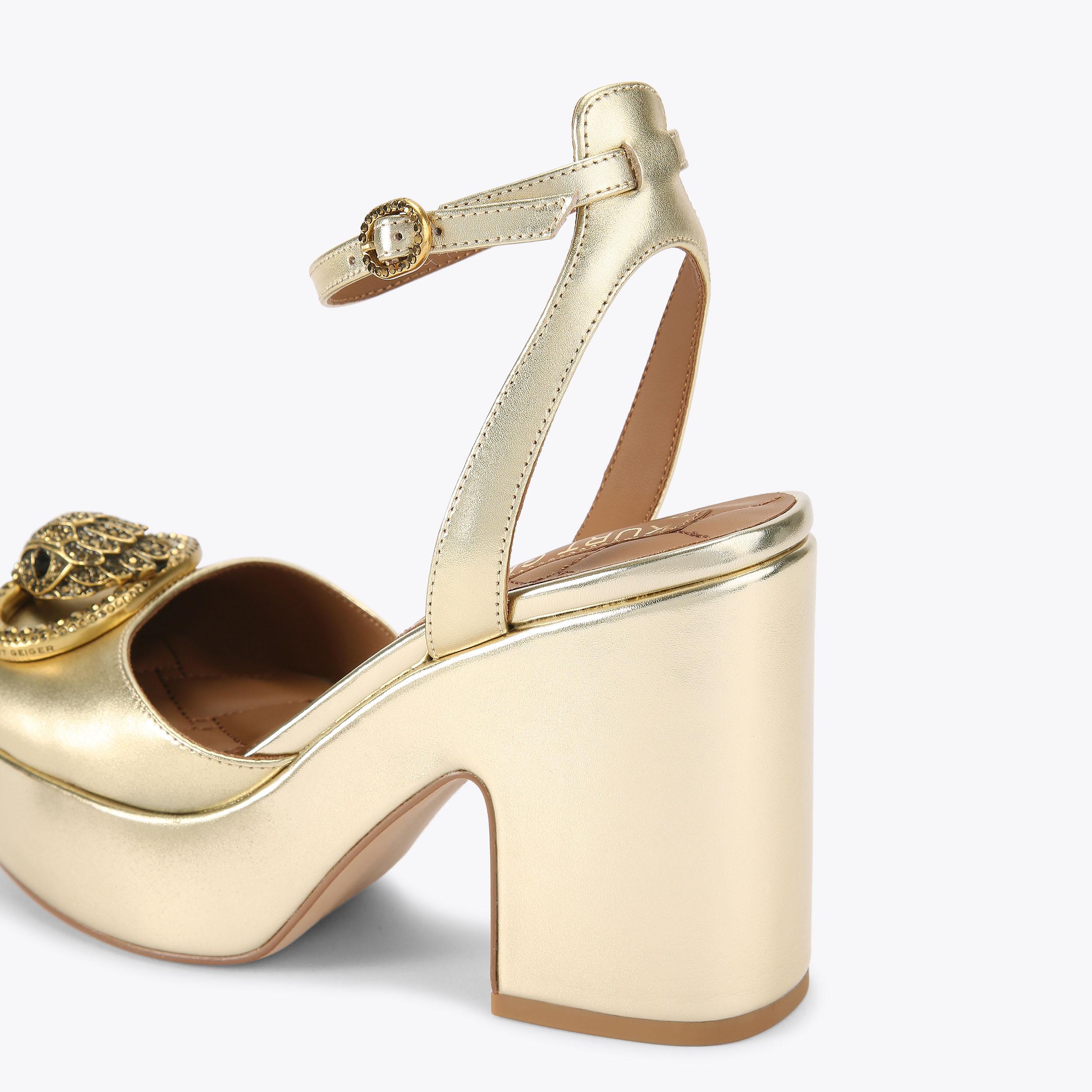 CHELSEA CLOSED PLATFORM Metallic Gold Platform Heels by KURT GEIGER LONDON