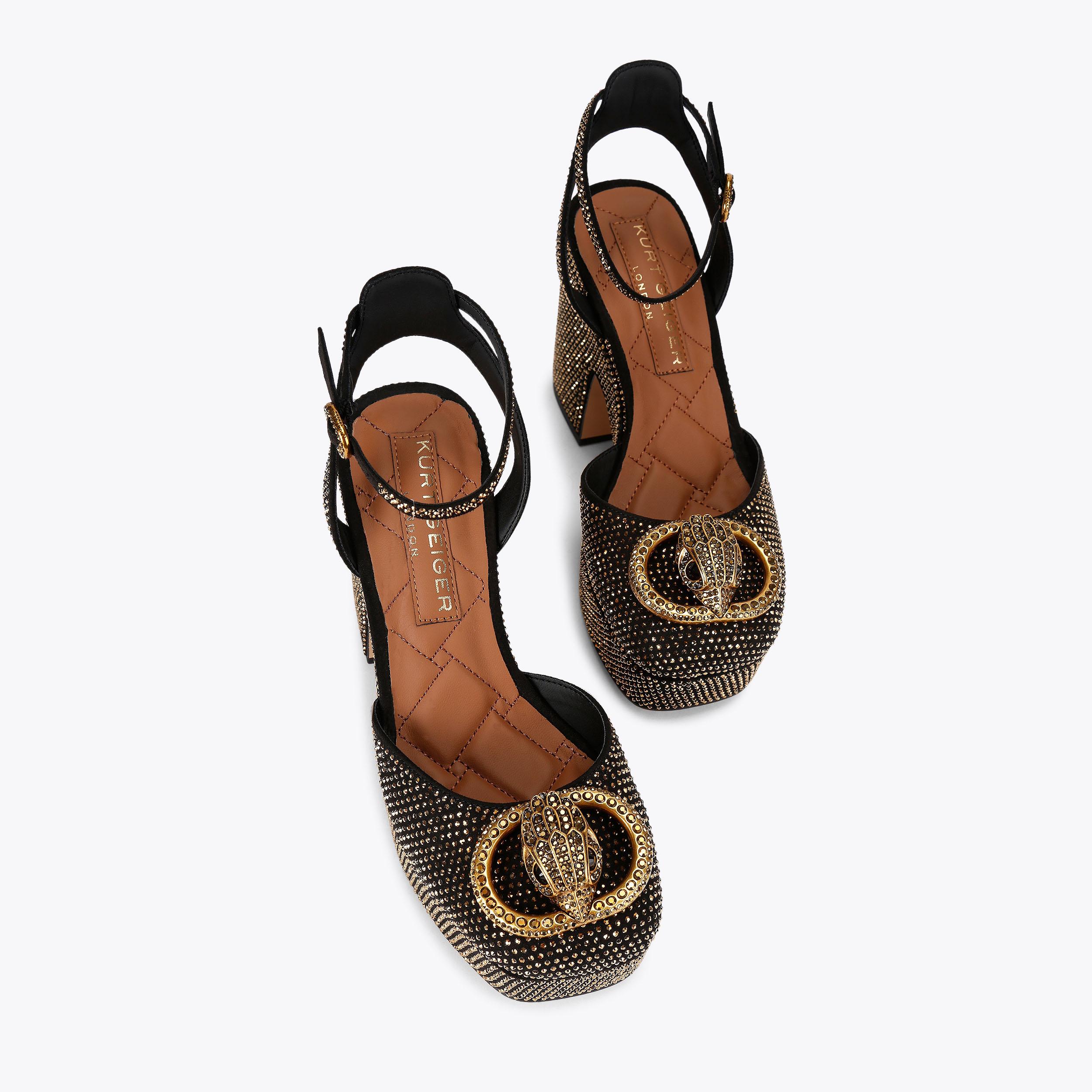 CHELSEA CLOSED PLATFORM Black Embellished Platform Heel by KURT GEIGER ...