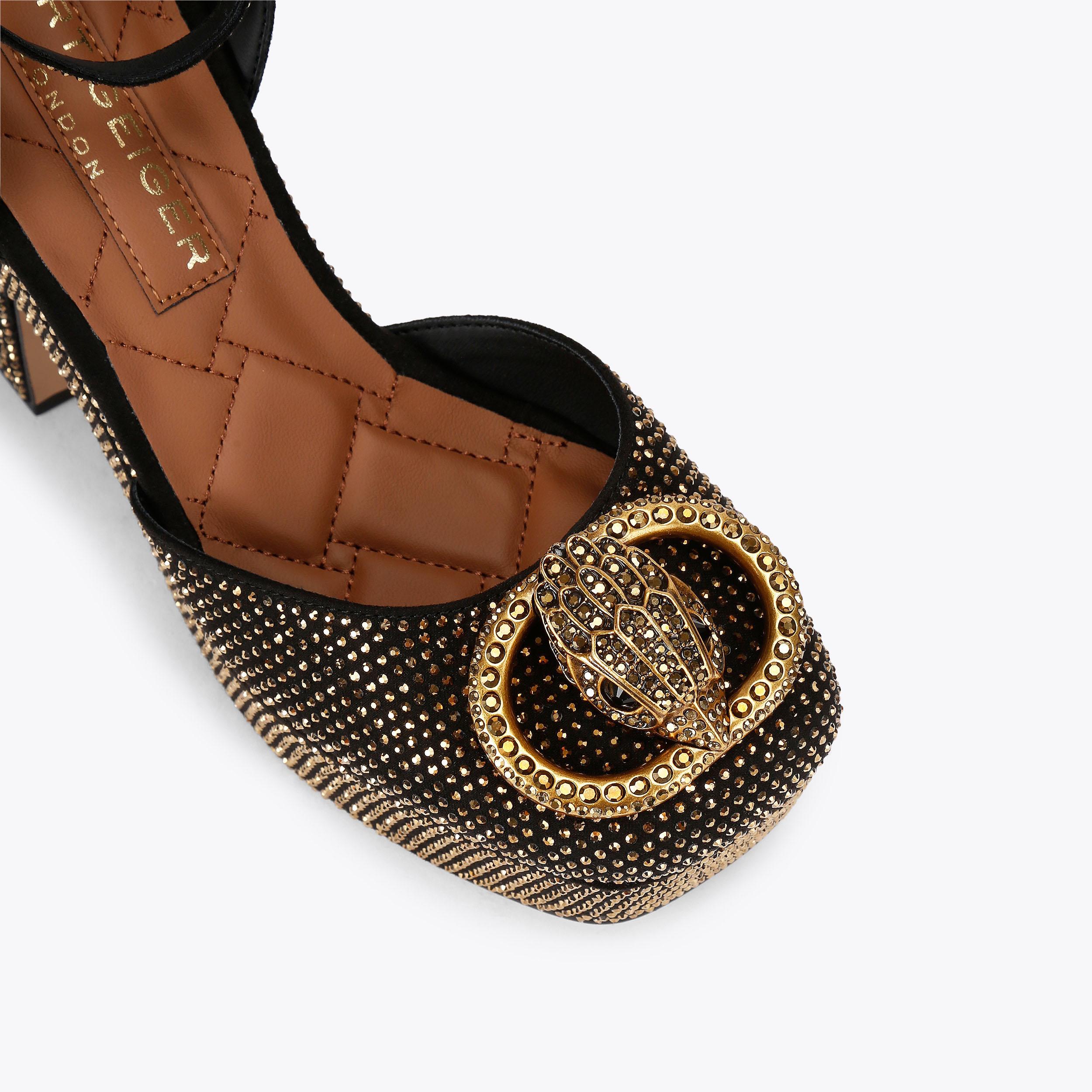 CHELSEA CLOSED PLATFORM Black Embellished Platform Heel by KURT GEIGER ...