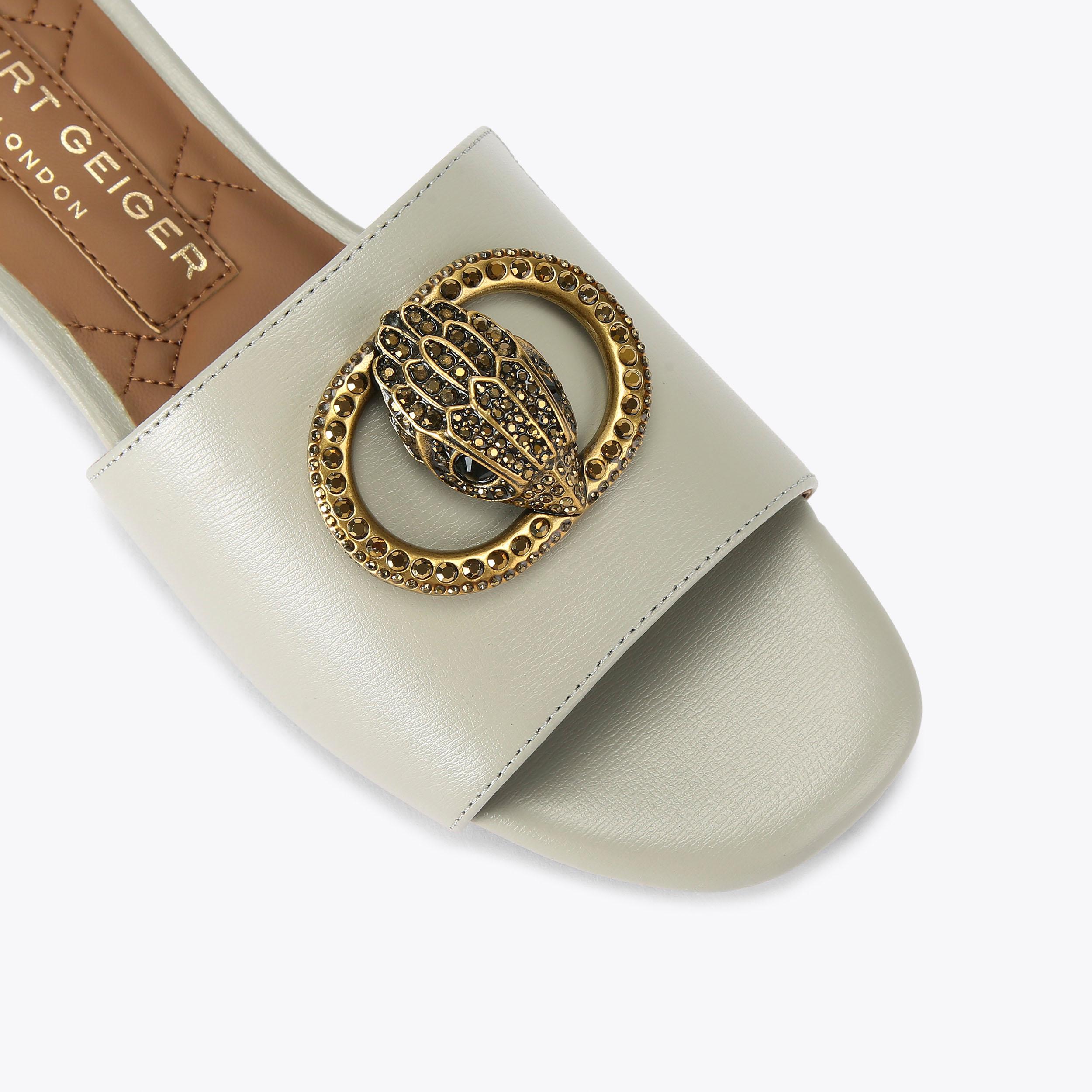 CHELSEA FLAT SANDAL Light Grey Slide On Sandal by KURT GEIGER LONDON