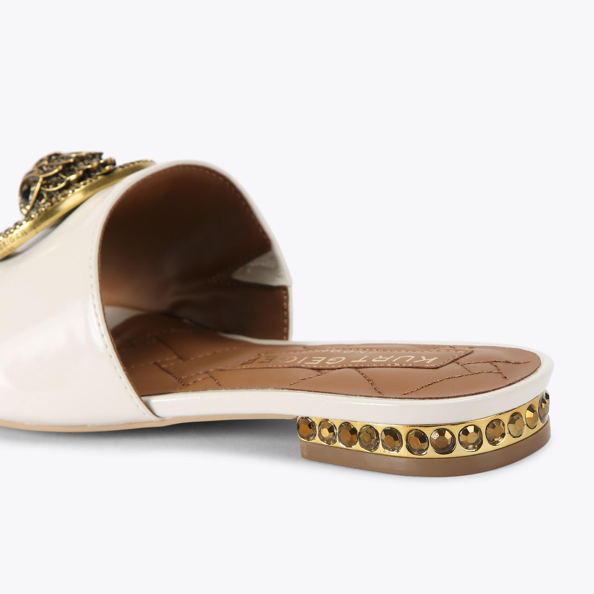 CHELSEA FLAT SANDAL Patent Bone Slip On Sandal by KURT CHELSEA FLAT SANDAL Patent Bone Slip On Sandal by KURT