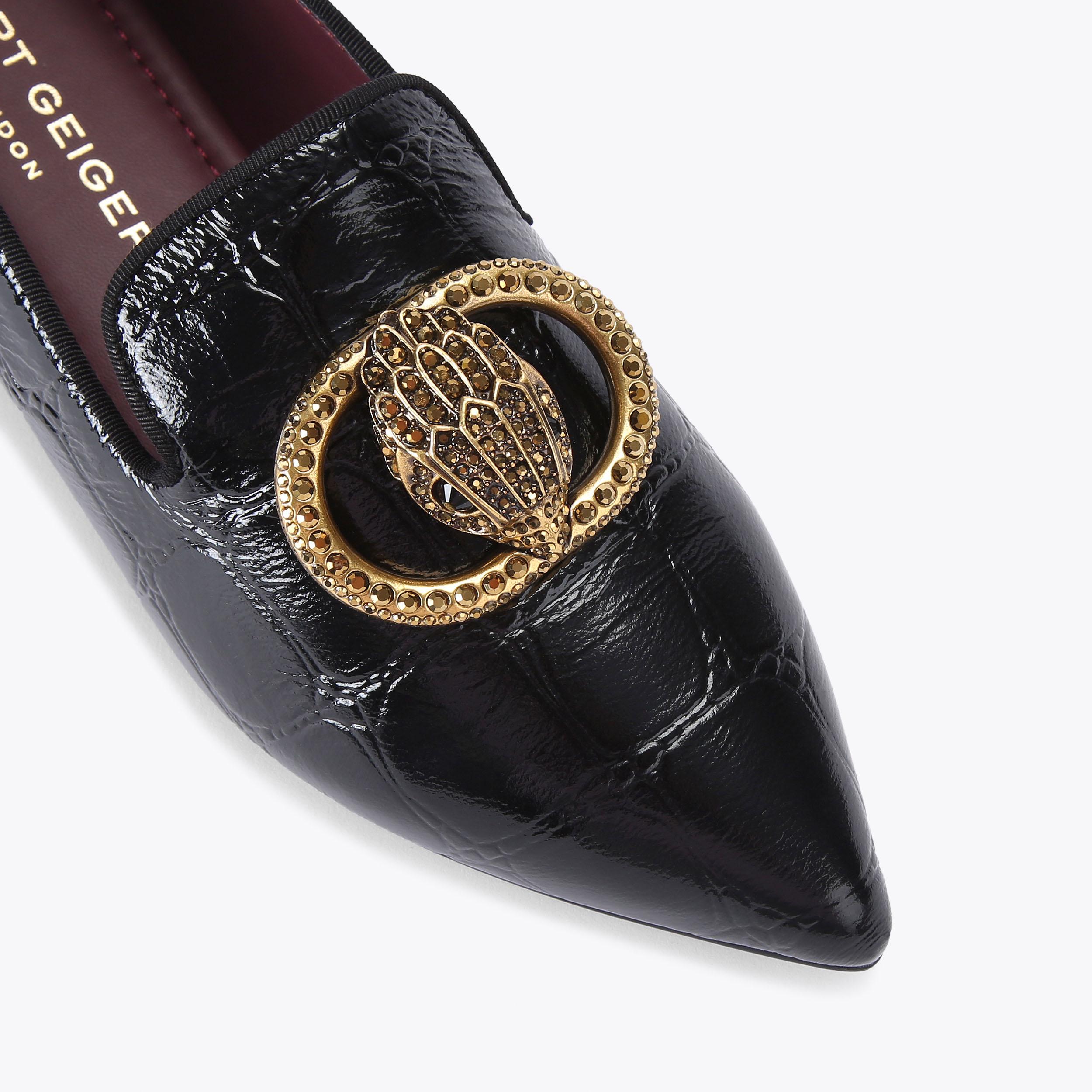 CHELSEA POINT SLIP ON Black Croc Slip On Loafer by KURT GEIGER LONDON