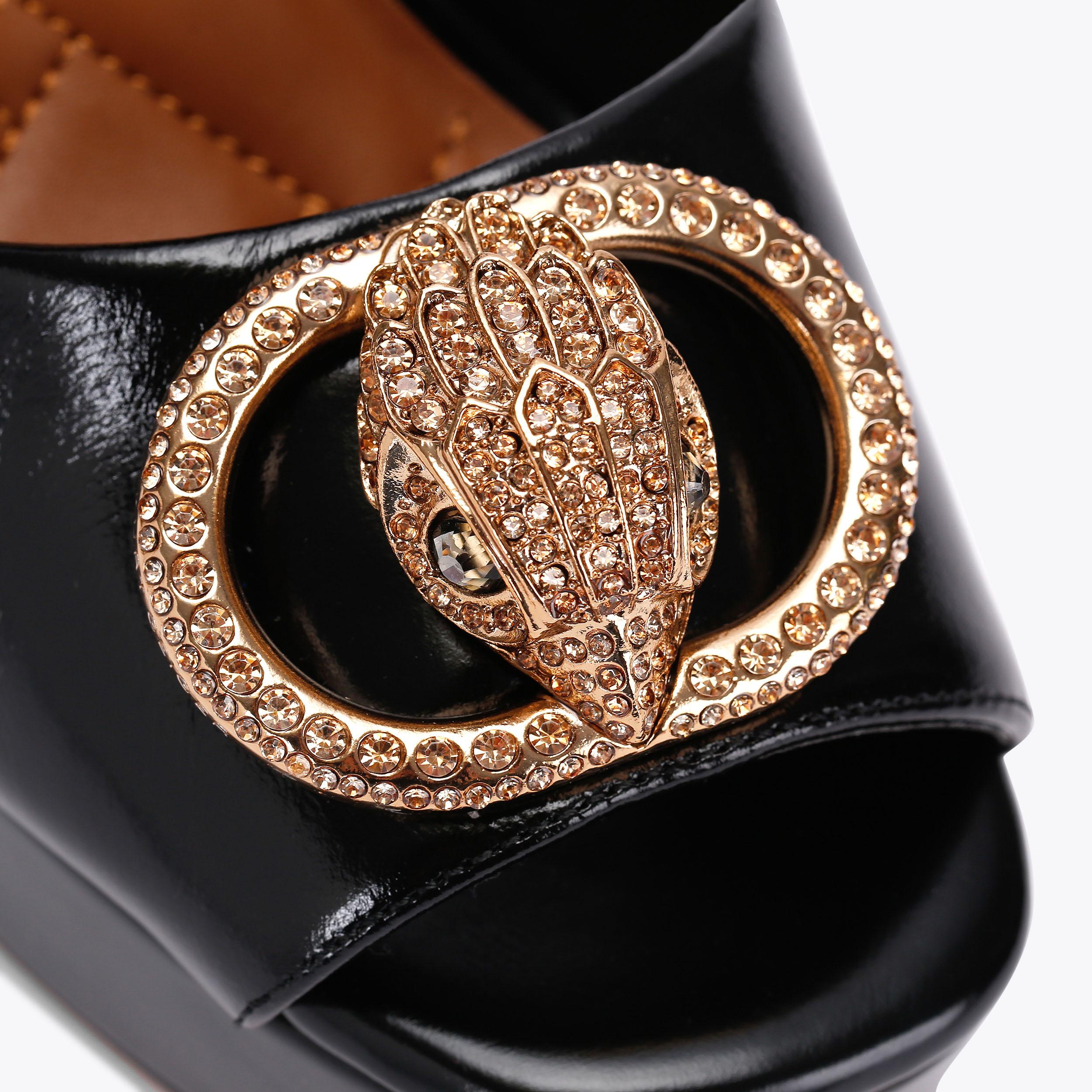 CHELSEA PLATFORM SANDAL Black Leather Platform Heels by KURT GEIGER LONDON